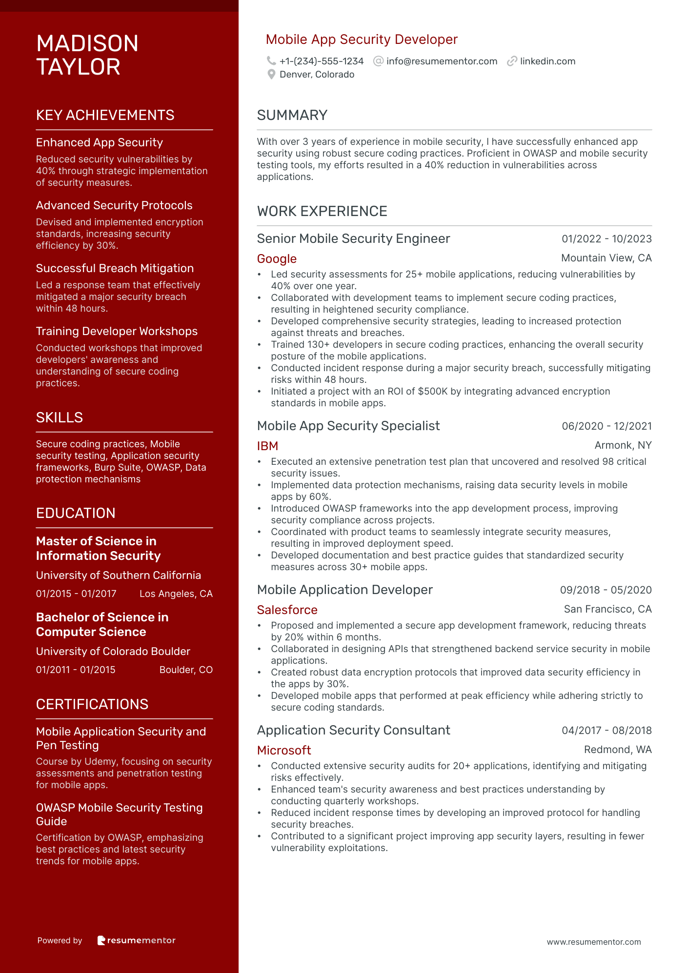Mobile Developer Resume Example - Free to Edit ATS-Friendly PDF - 2025