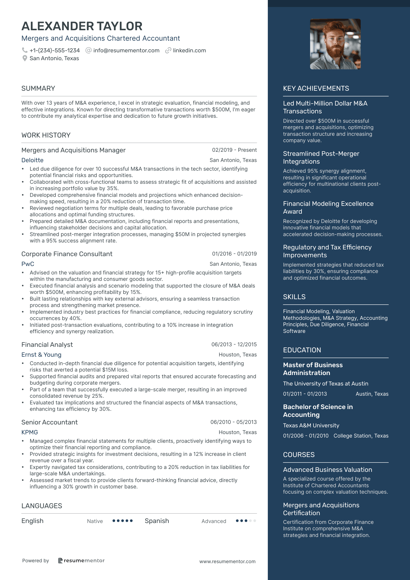 Chartered Accountant Resume Example - Free to Edit ATS-Friendly PDF - 2025