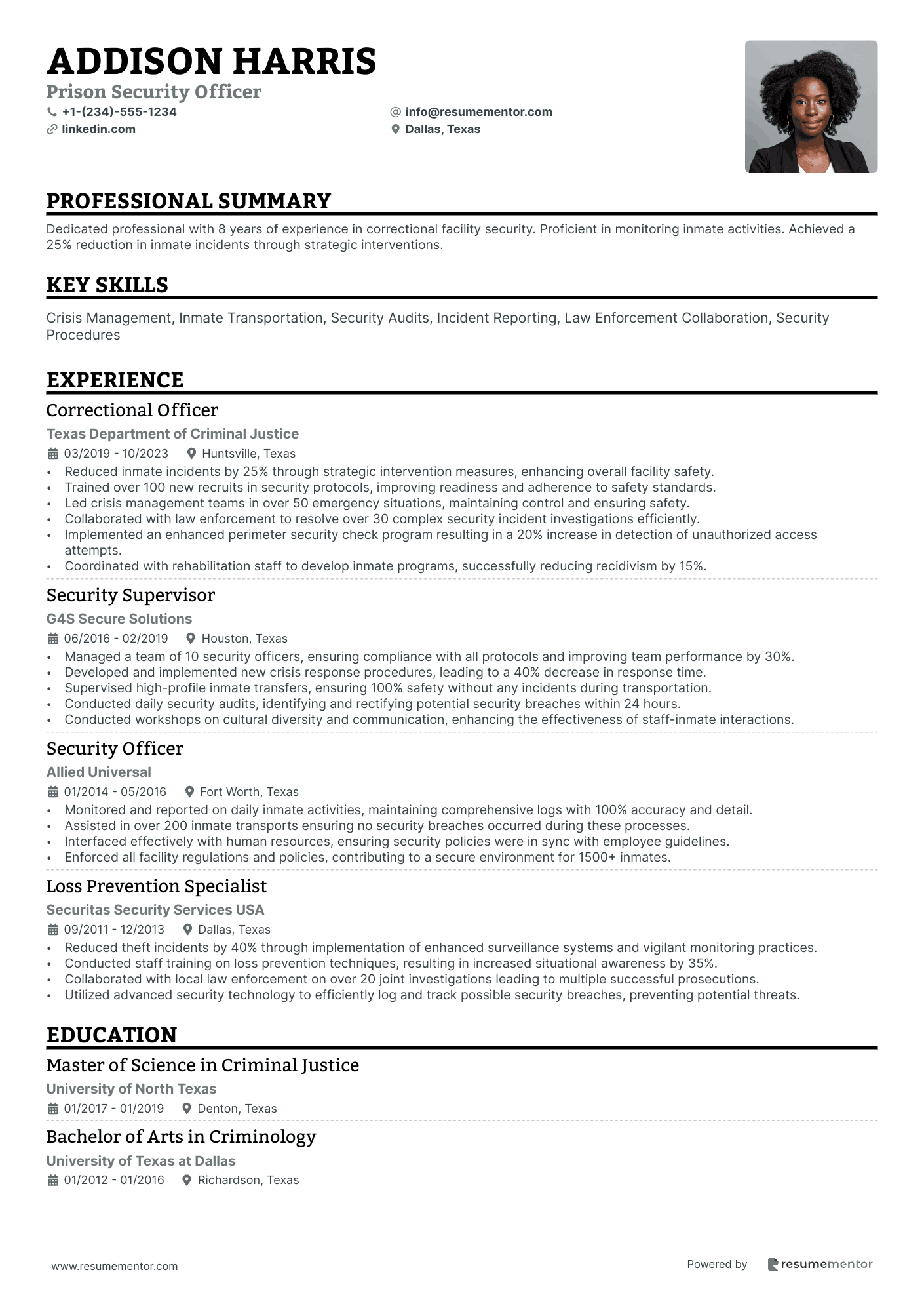 Correctional Officer Resume Examples - Free to Edit ATS-Friendly PDF - 2025