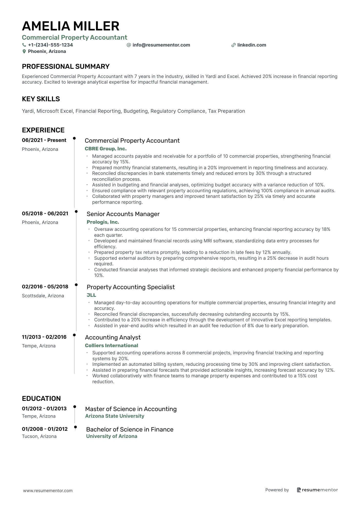 Property Accountant Resume Example - Free to Edit ATS-Friendly PDF - 2025