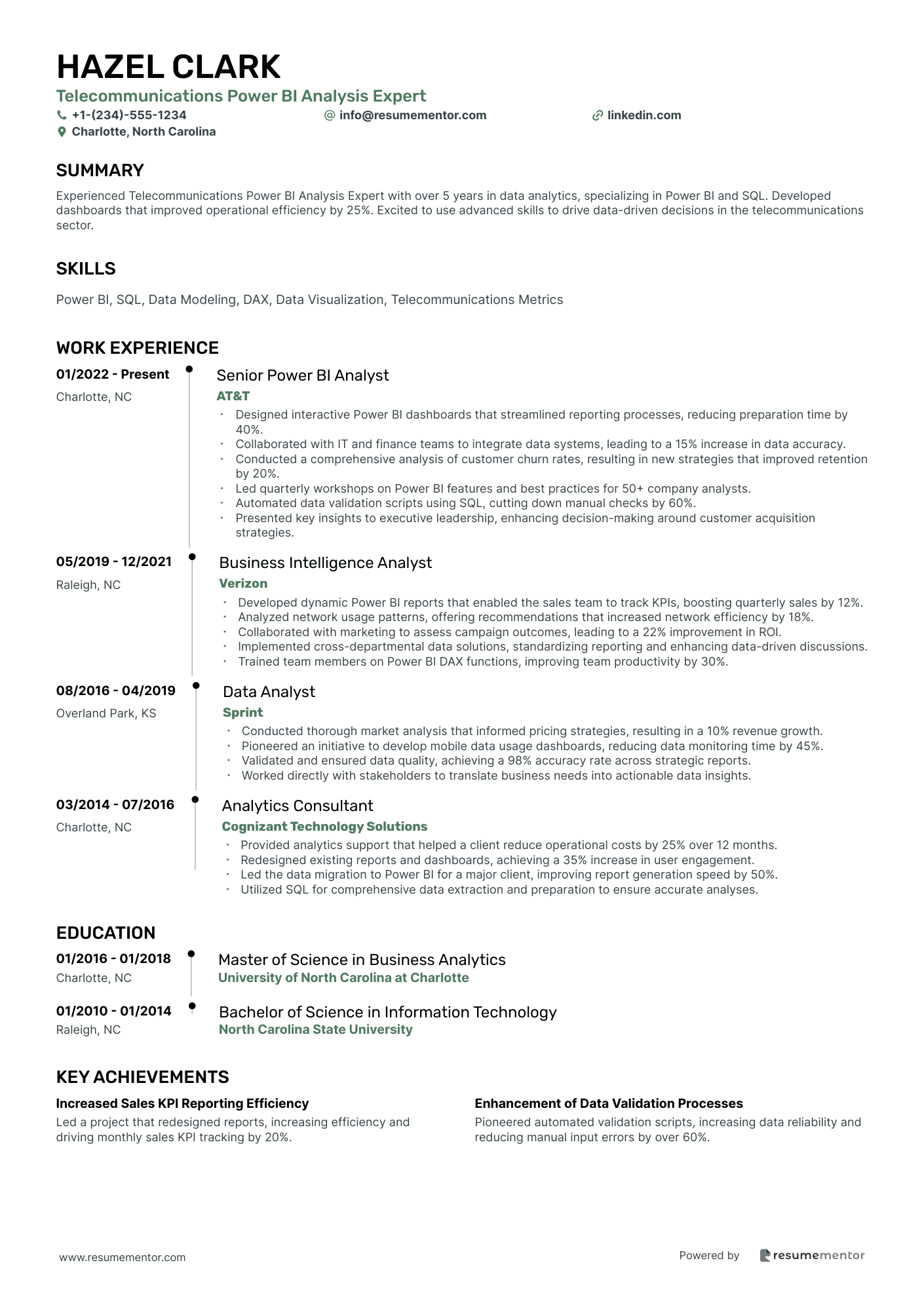 Power BI Developer Resume Example - Free to Edit ATS-Friendly PDF - 2025