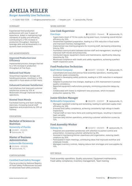 Fast Food Worker Resume Examples - Free to Edit ATS-Friendly PDF - 2025
