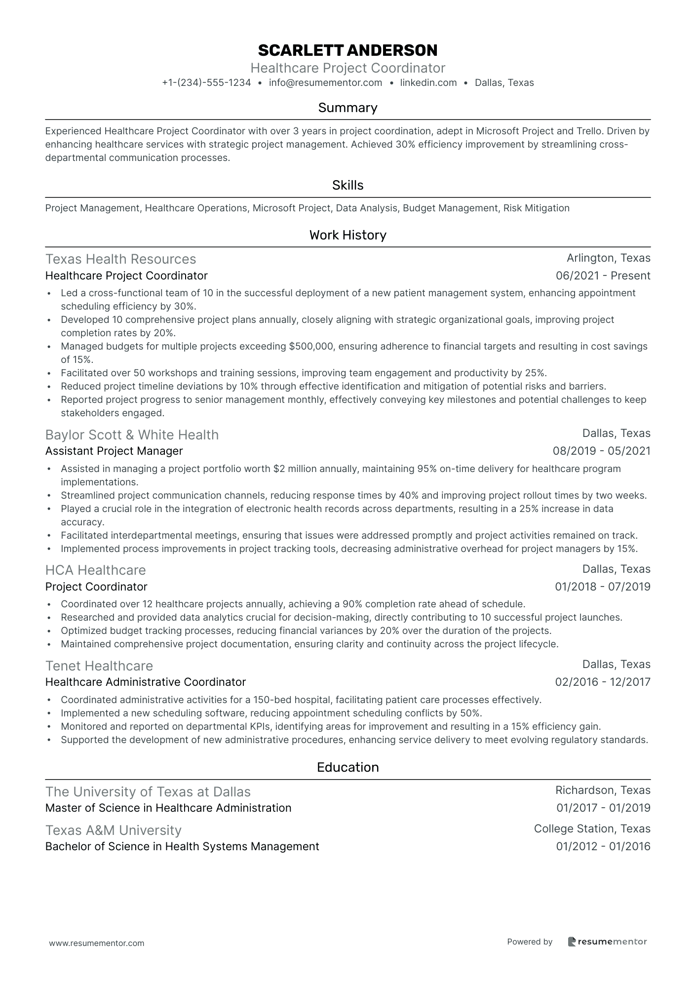 Project Coordinator Resume Examples - Free to Edit ATS-Friendly PDF - 2025