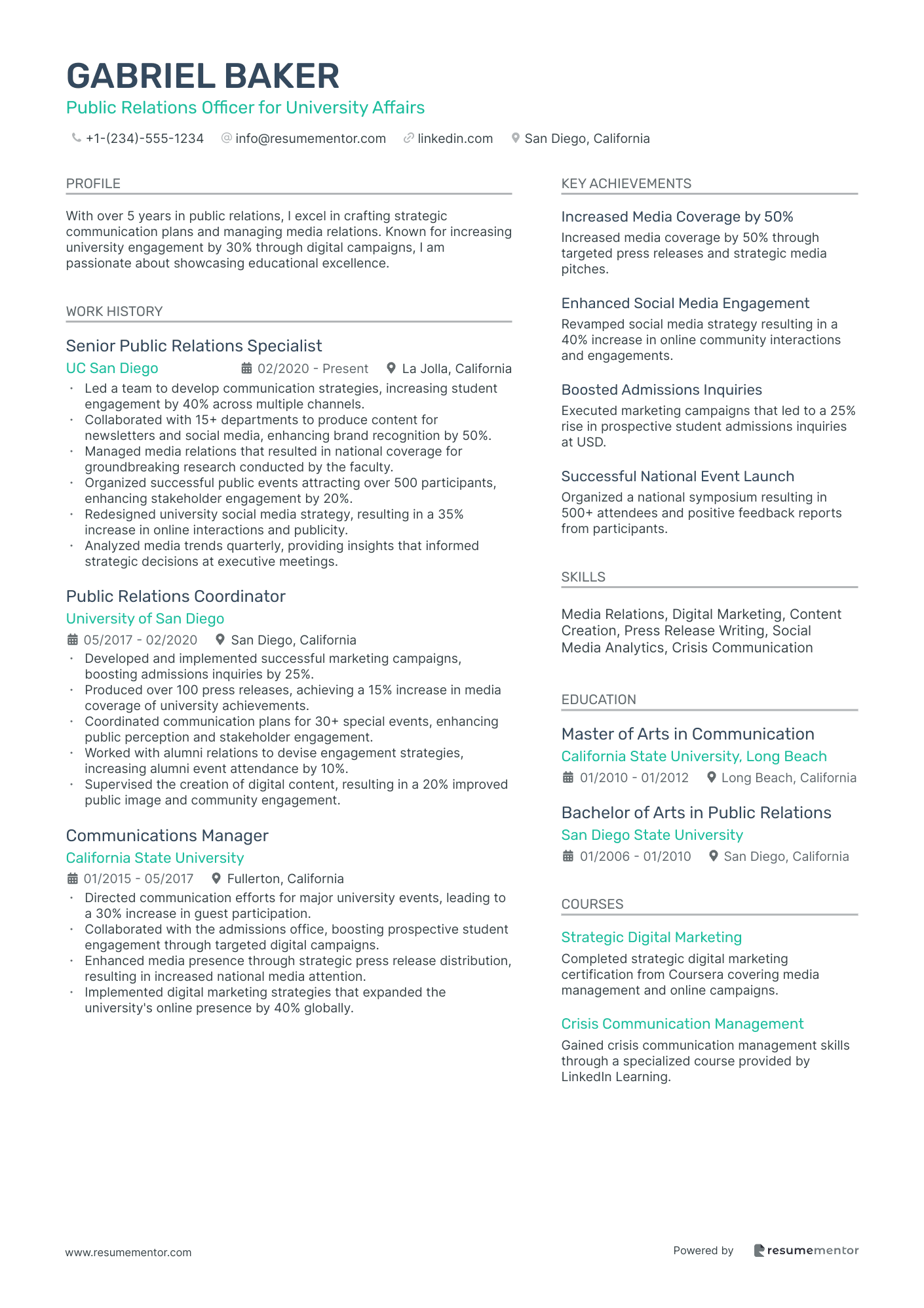 Public Relations Resume Examples - Free to Edit ATS-Friendly PDF - 2025