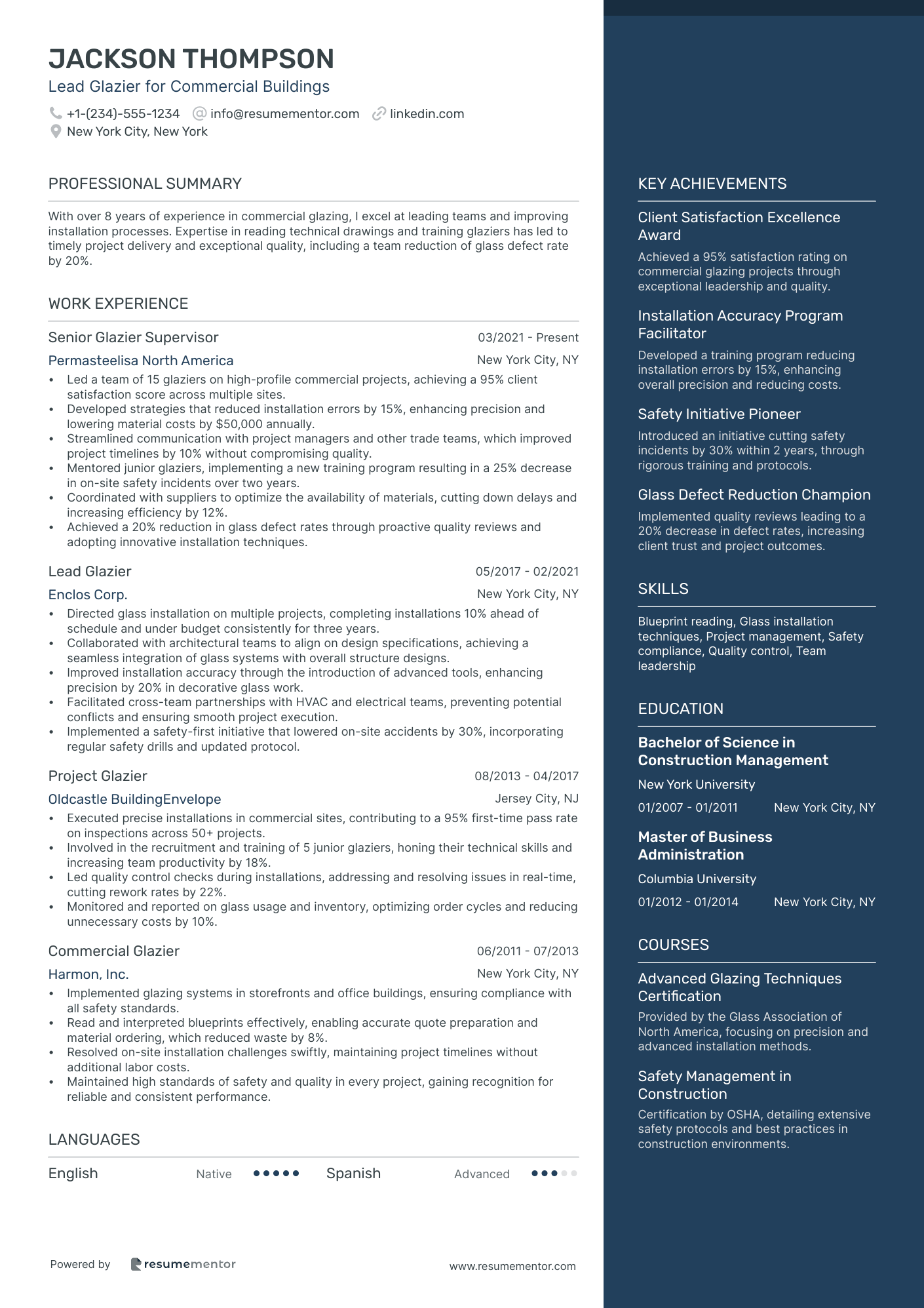 Glazier Resume Examples - Free to Edit ATS-Friendly PDF - 2025