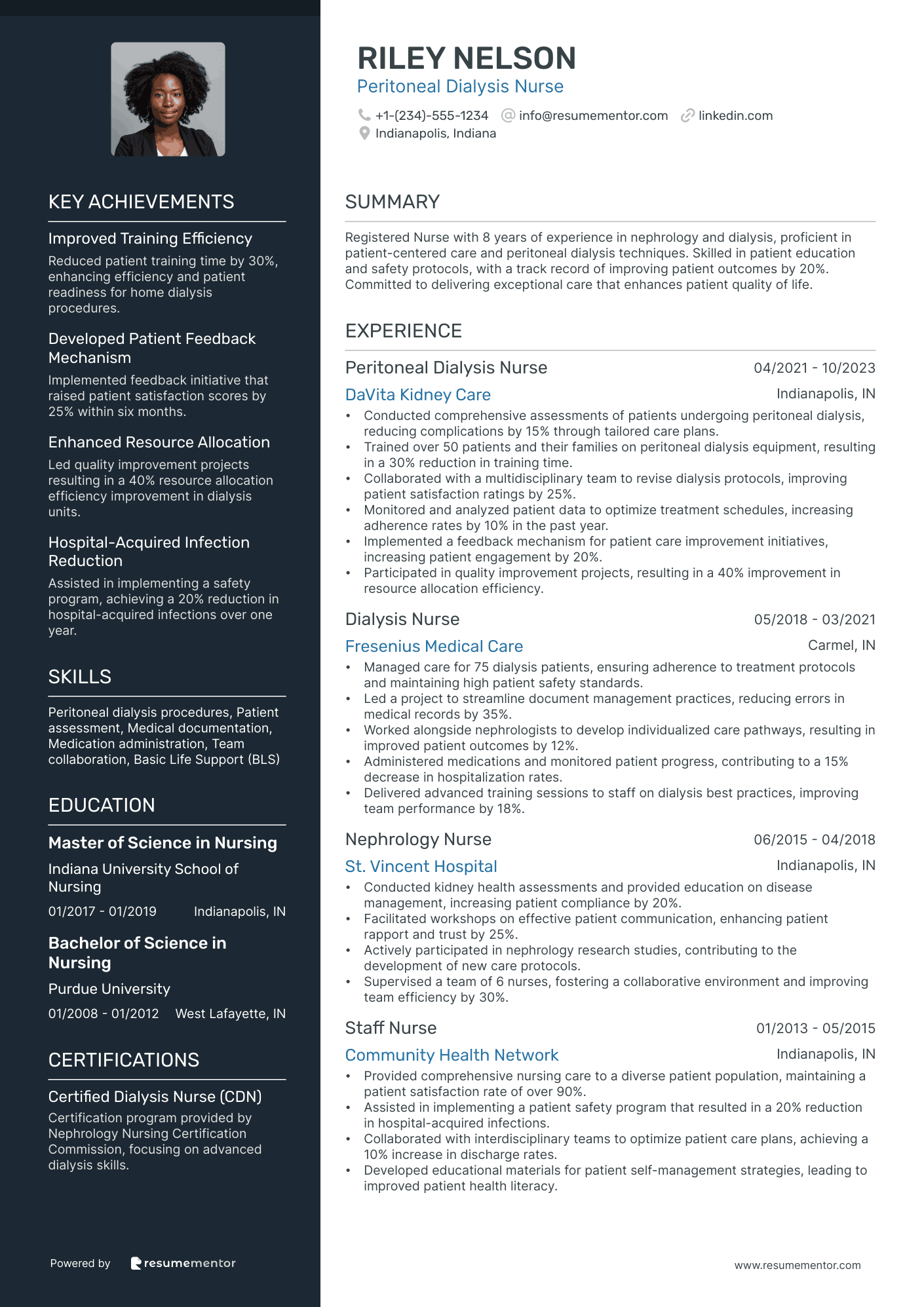 Dialysis Nurse Resume Example - Free to Edit ATS-Friendly PDF - 2025