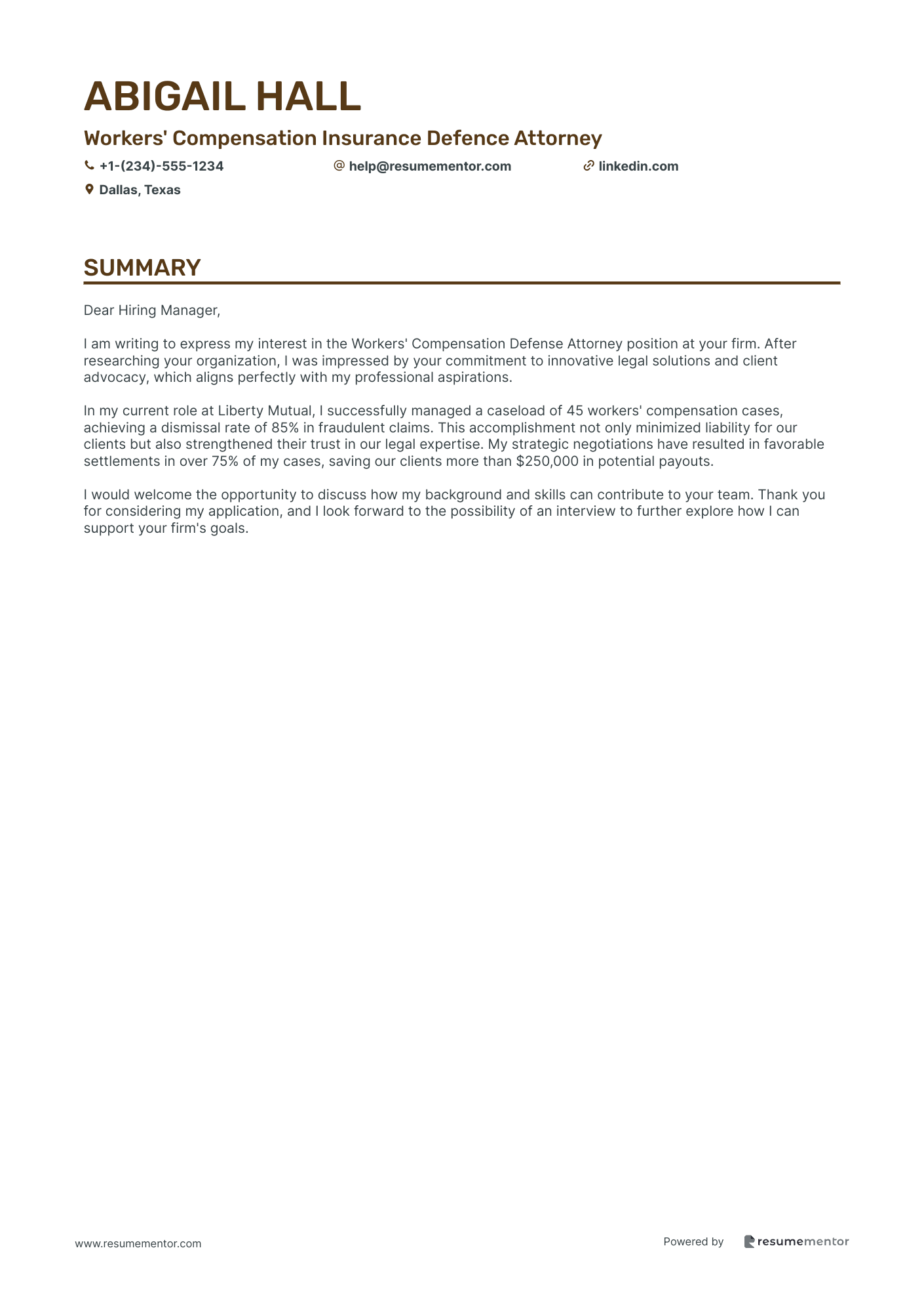 Insurance Defence Attorney Cover Letter Examples by ResumeMentor.com ...