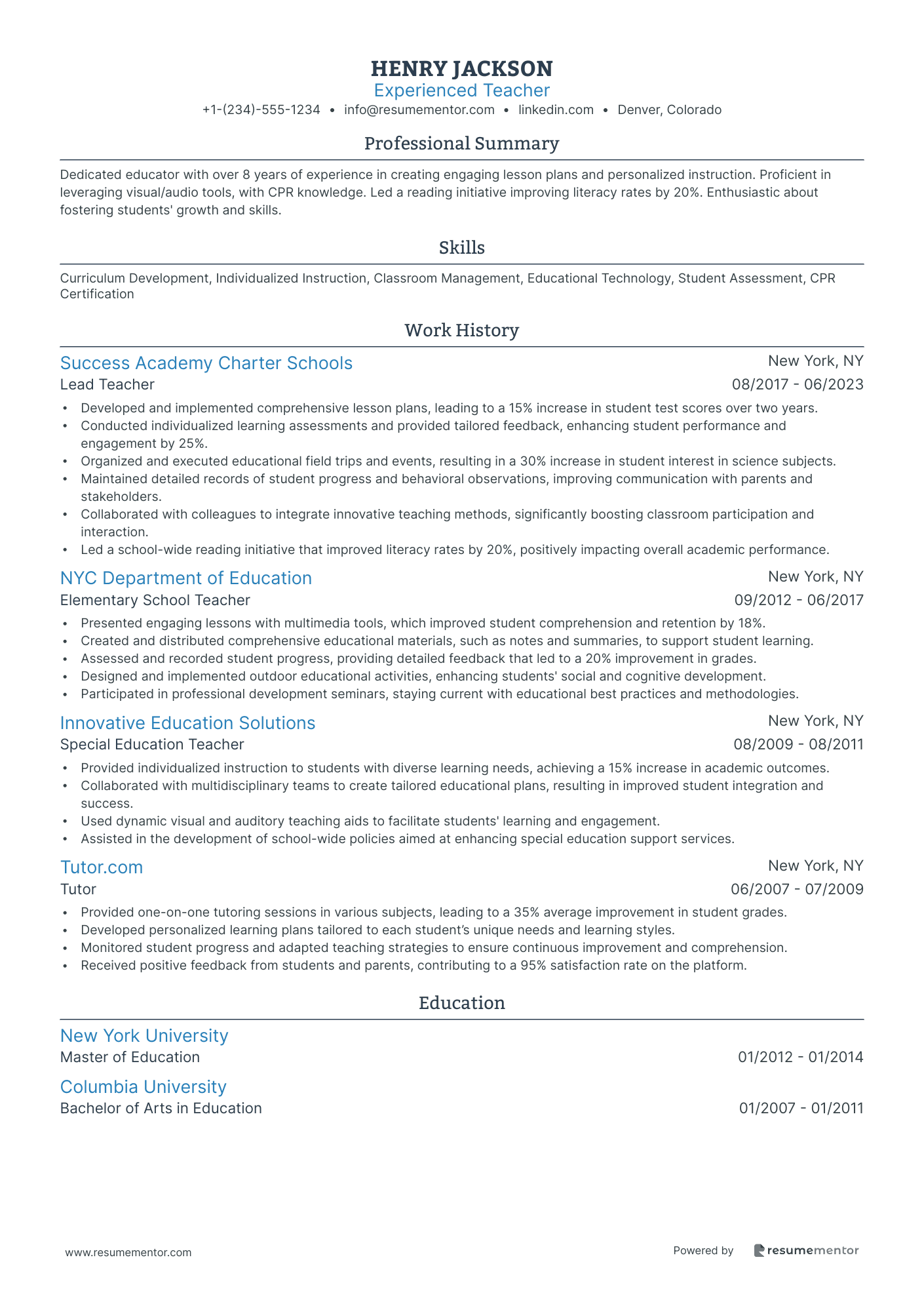 21 Teacher Resume Examples To Get You Hired in 2025