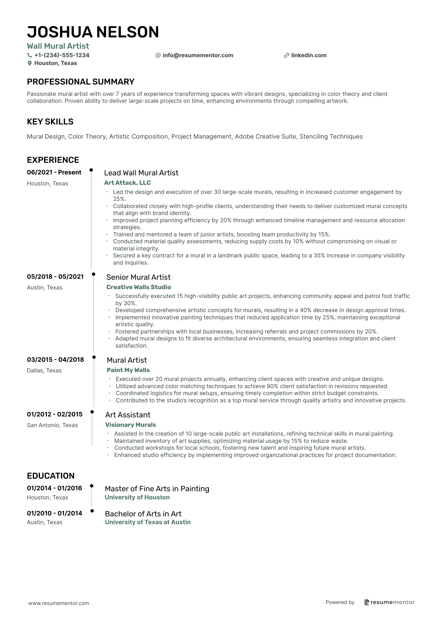 Painter Resume Examples - Free to Edit ATS-Friendly PDF - 2025