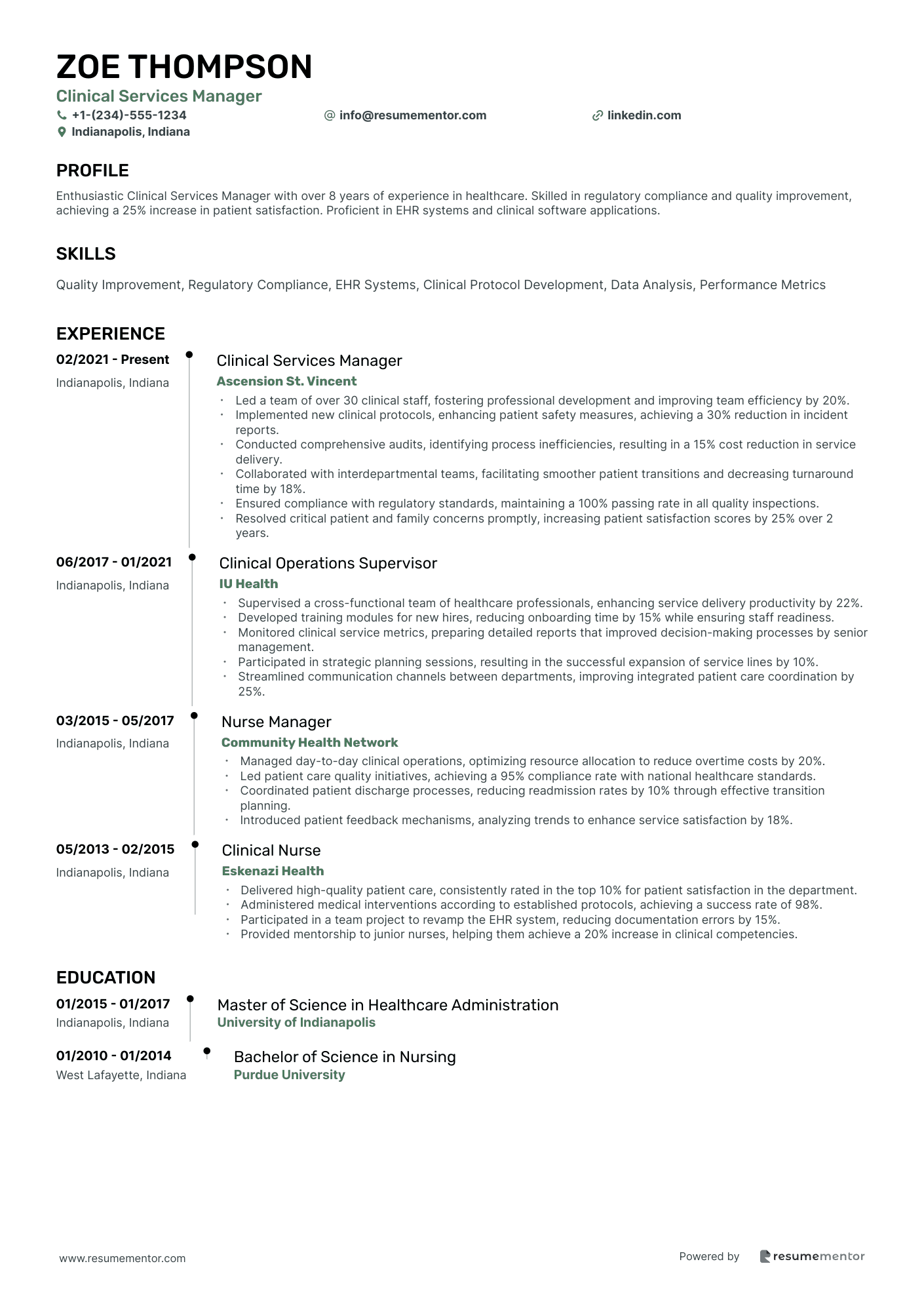 Health Care Management Resume Examples - Free to Edit ATS-Friendly PDF ...