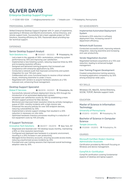 Desktop Support Resume Examples - Free to Edit ATS-Friendly PDF - 2025