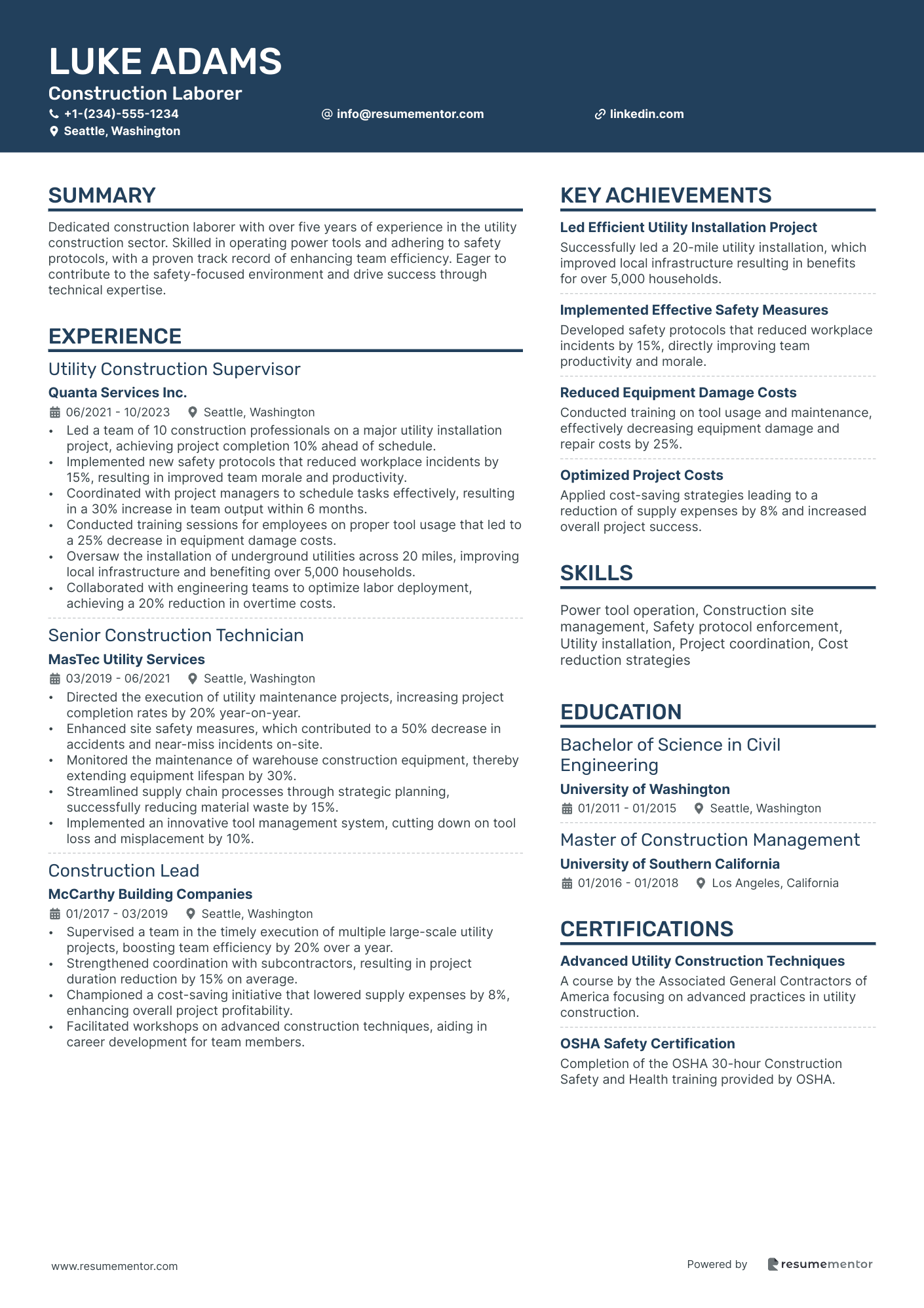 28 Construction Resume Examples - Free to Edit ATS-Friendly PDF - 2025