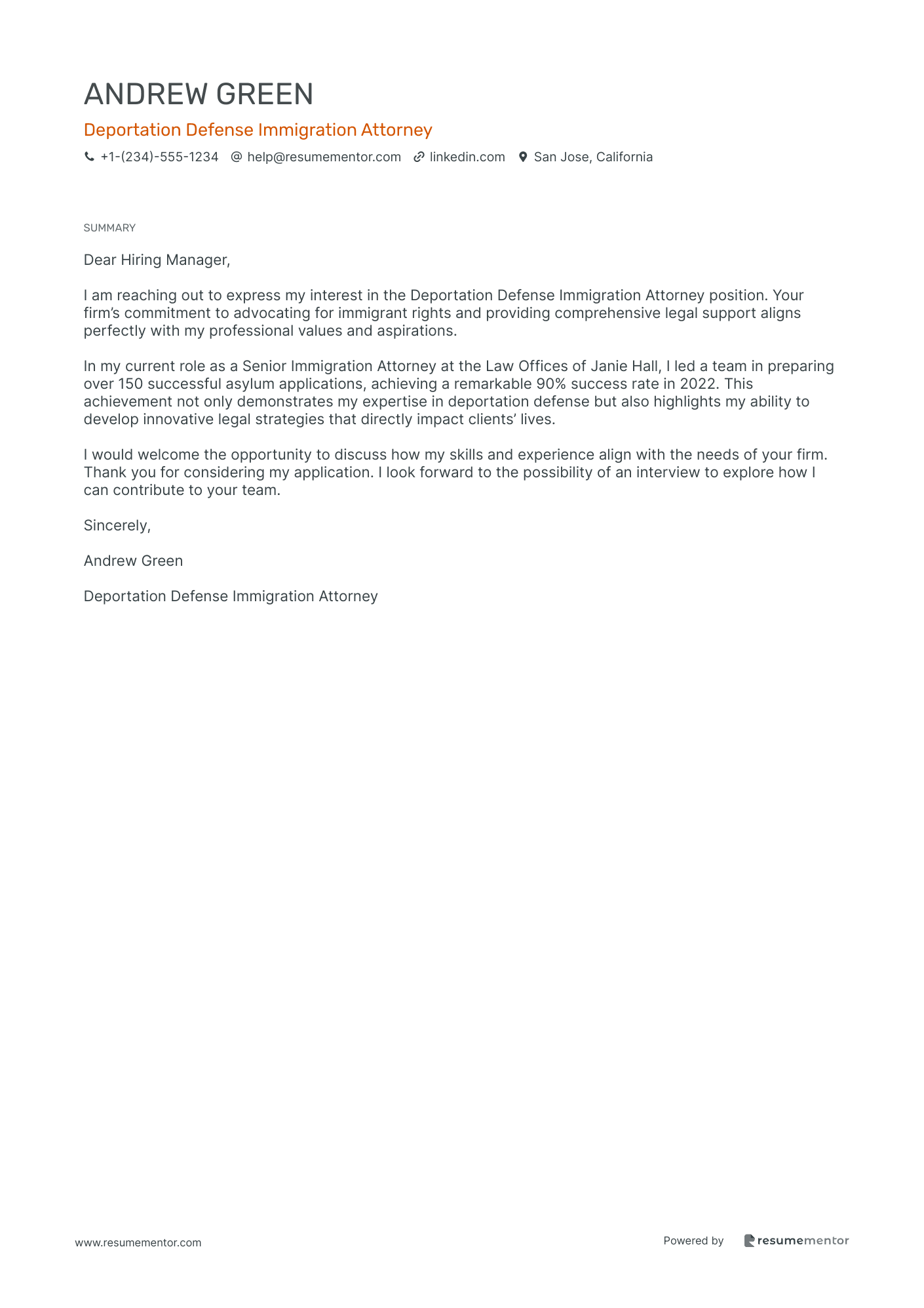 Immigration Attorney Cover Letter Examples by ResumeMentor.com ...