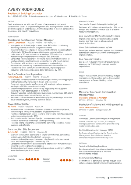 General Contractor Resume Examples - Free to Edit ATS-Friendly PDF - 2025