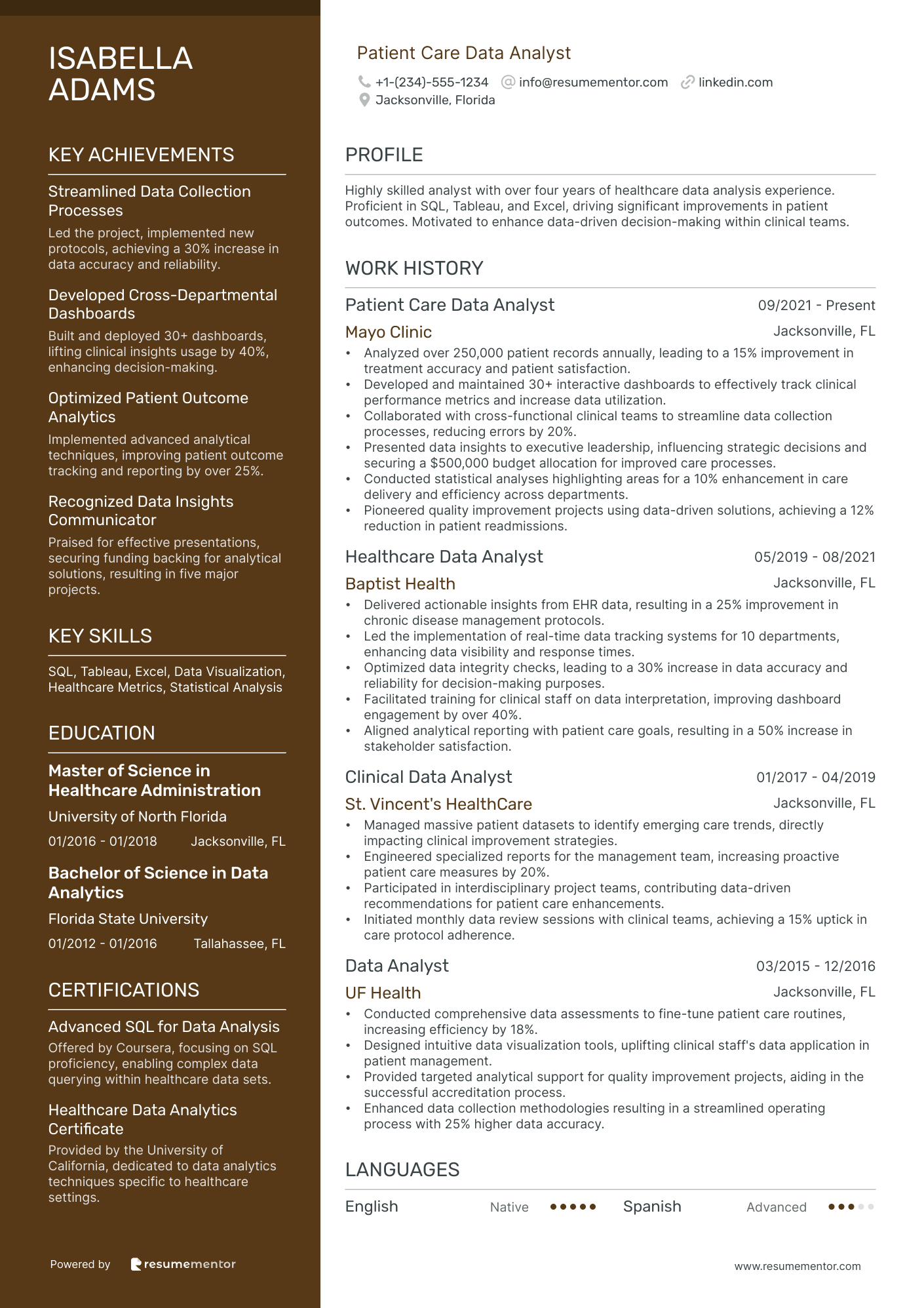 Healthcare Data Analyst Resume Example - Free to Edit ATS-Friendly PDF ...