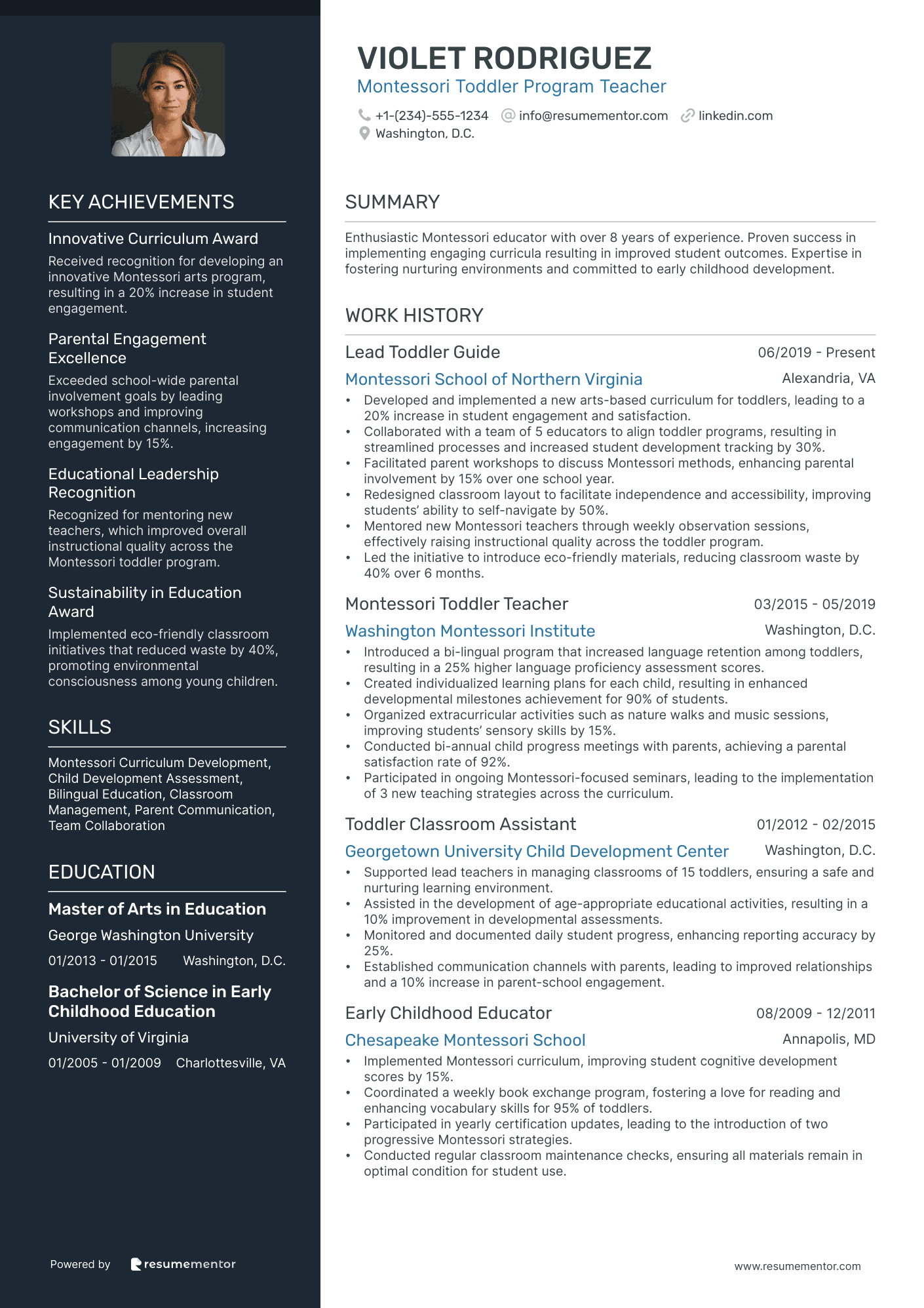 Montessori Teacher Resume Examples - Free to Edit ATS-Friendly PDF - 2025