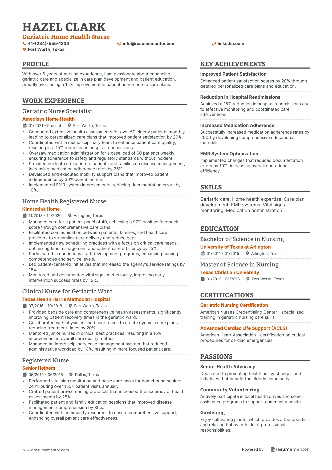 Home Health Nurse Resume Example - Free to Edit ATS-Friendly PDF - 2025