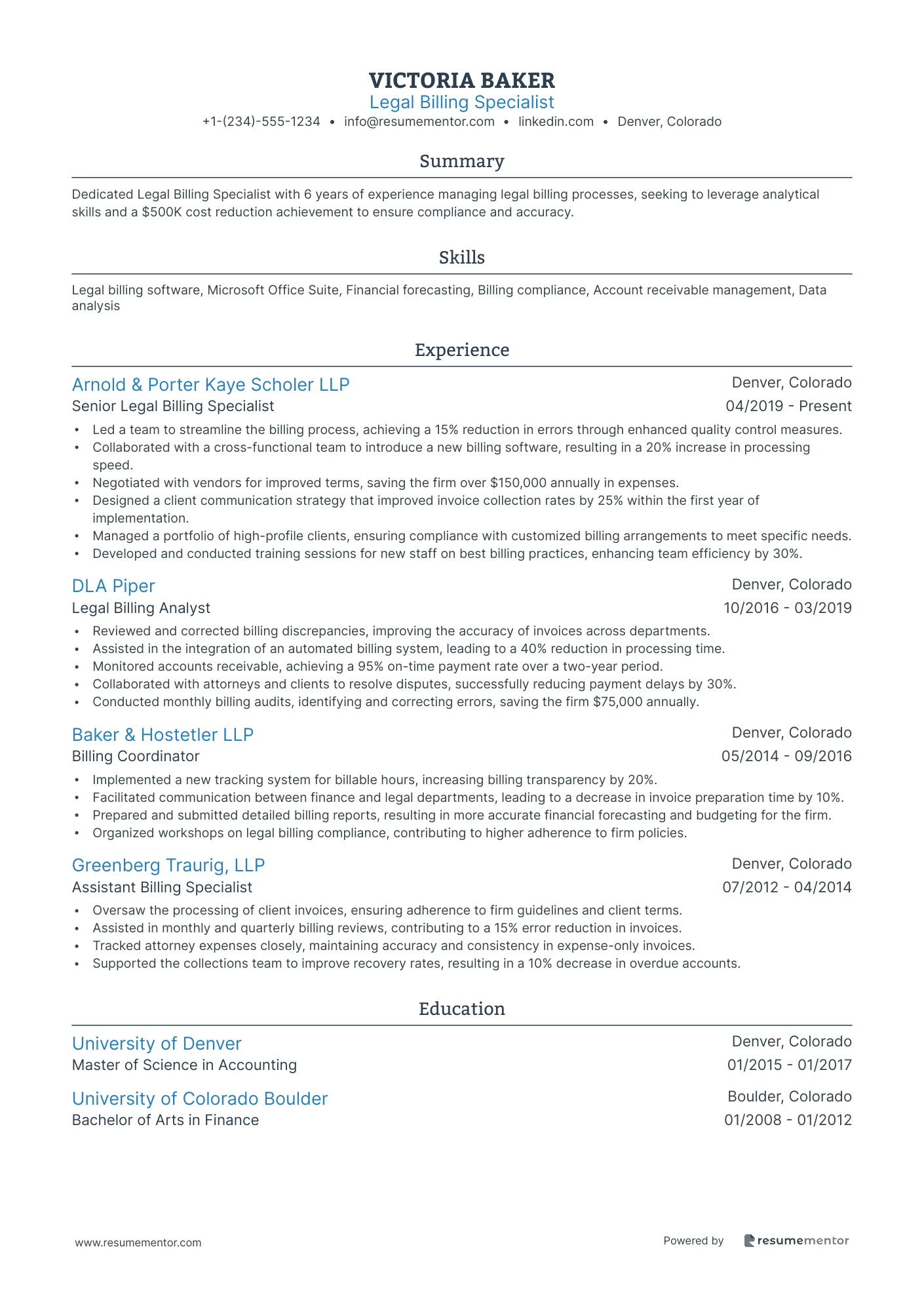 Billing Specialist Resume Examples - Free to Edit ATS-Friendly PDF - 2025