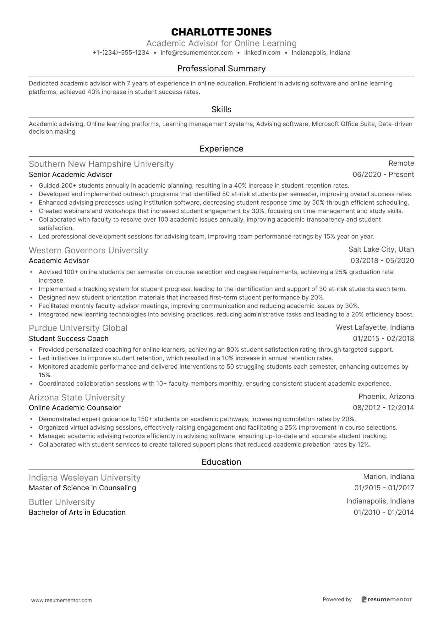 Academic Advisor Resume Examples - Free to Edit ATS-Friendly PDF - 2025