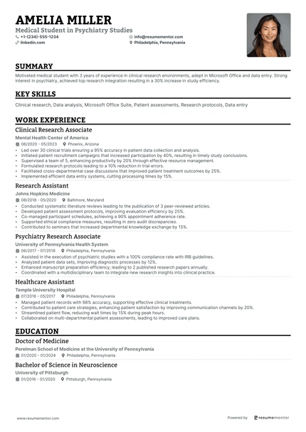 Medical Student Resume Example - Free to Edit ATS-Friendly PDF - 2025
