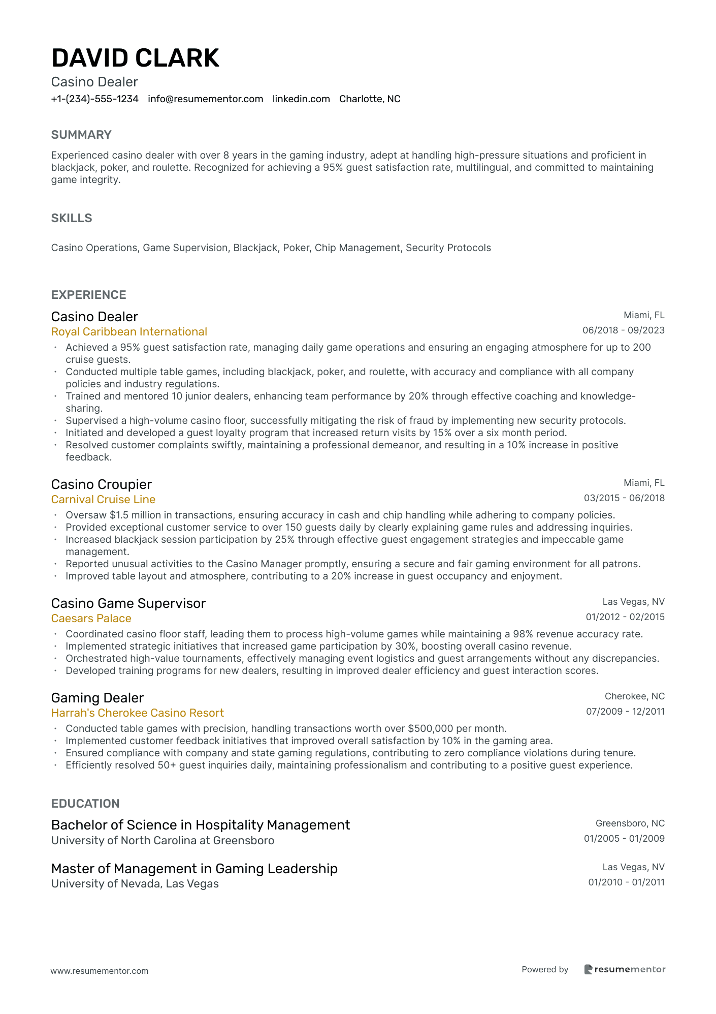 30 Hospitality Resume Examples - Free to Edit ATS-Friendly PDF - 2025