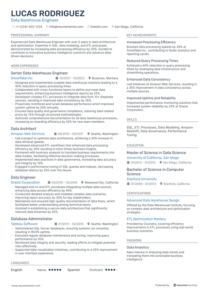 Data Engineer Resume Example - Free to Edit ATS-Friendly PDF - 2025