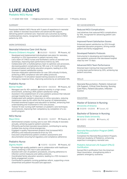 NICU Nurse Resume Example - Free to Edit ATS-Friendly PDF - 2025