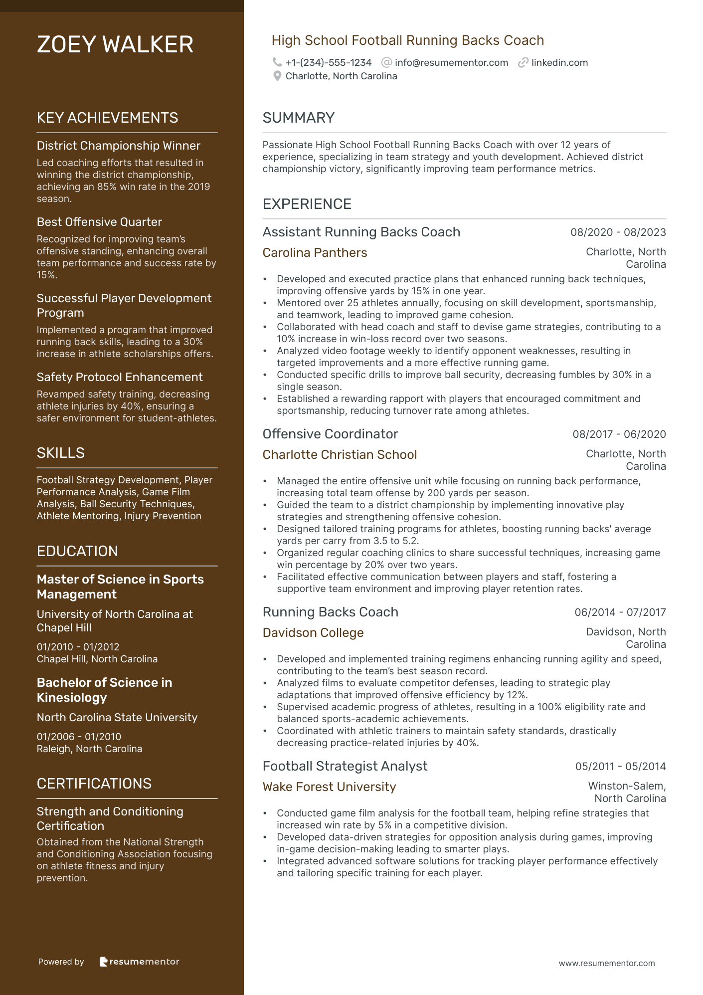 High School Football Coach Resume Examples - Free to Edit ATS-Friendly ...
