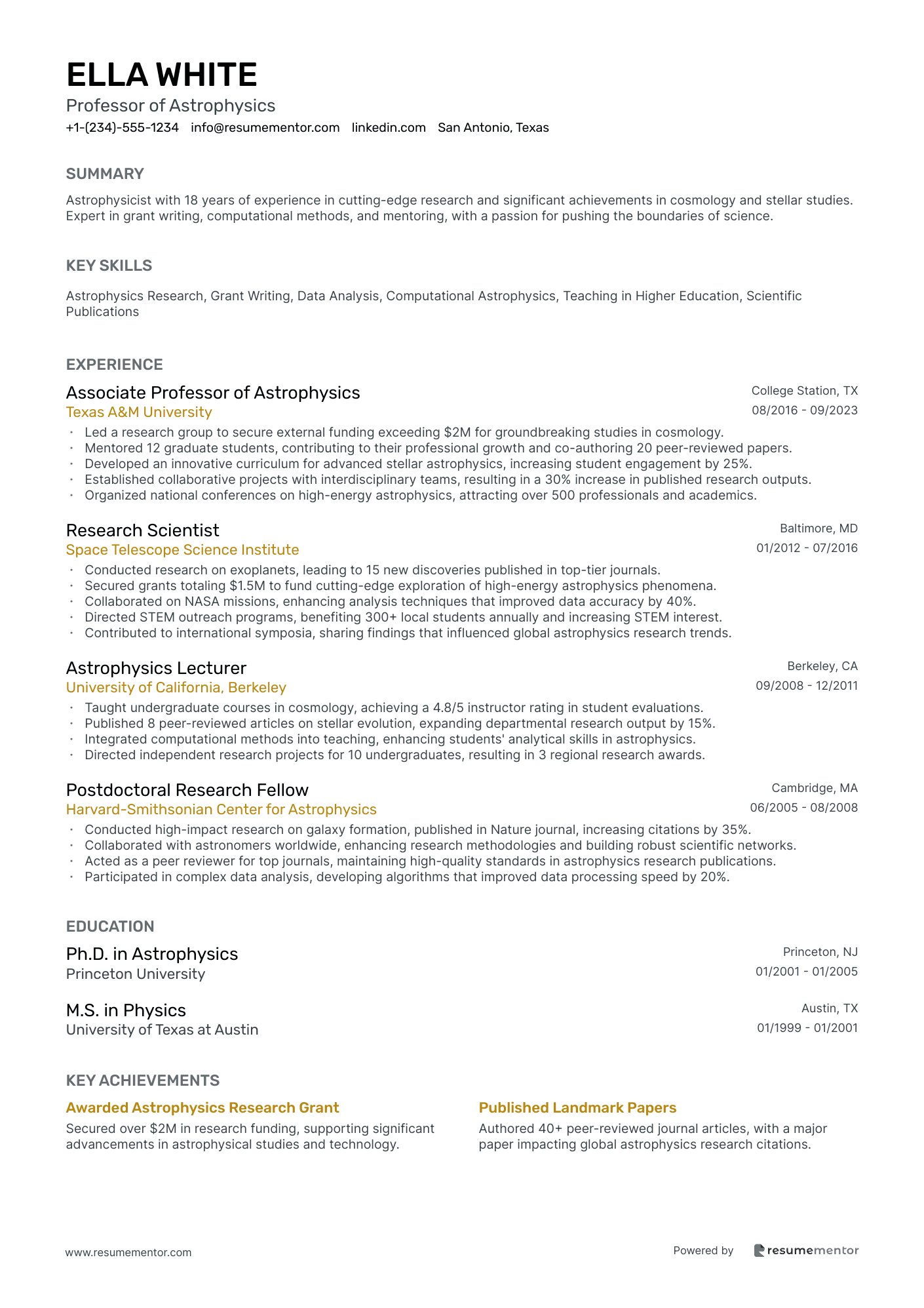 College Professor Resume Examples - Free to Edit ATS-Friendly PDF - 2025