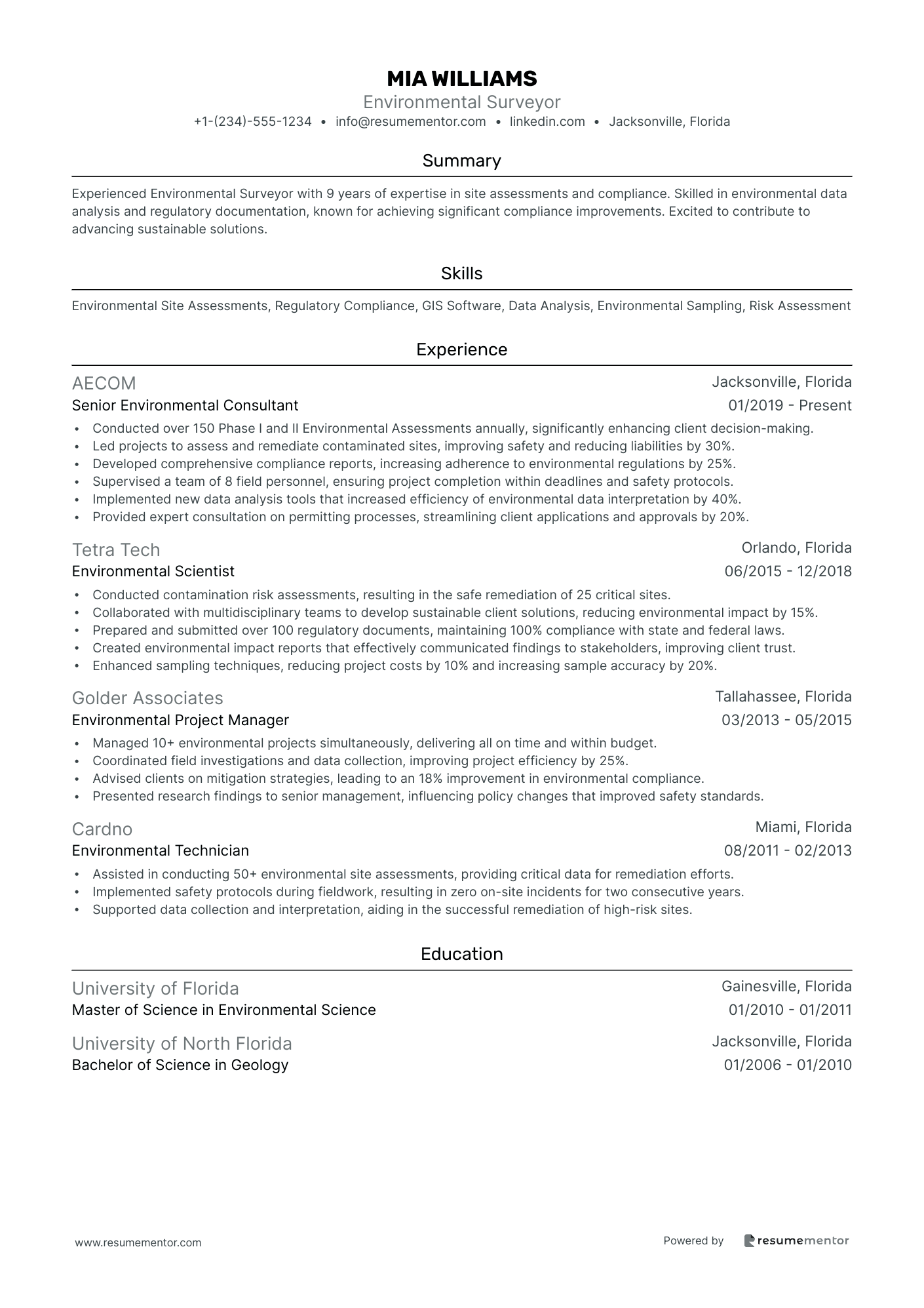 Surveyor Resume Examples - Free to Edit ATS-Friendly PDF - 2025