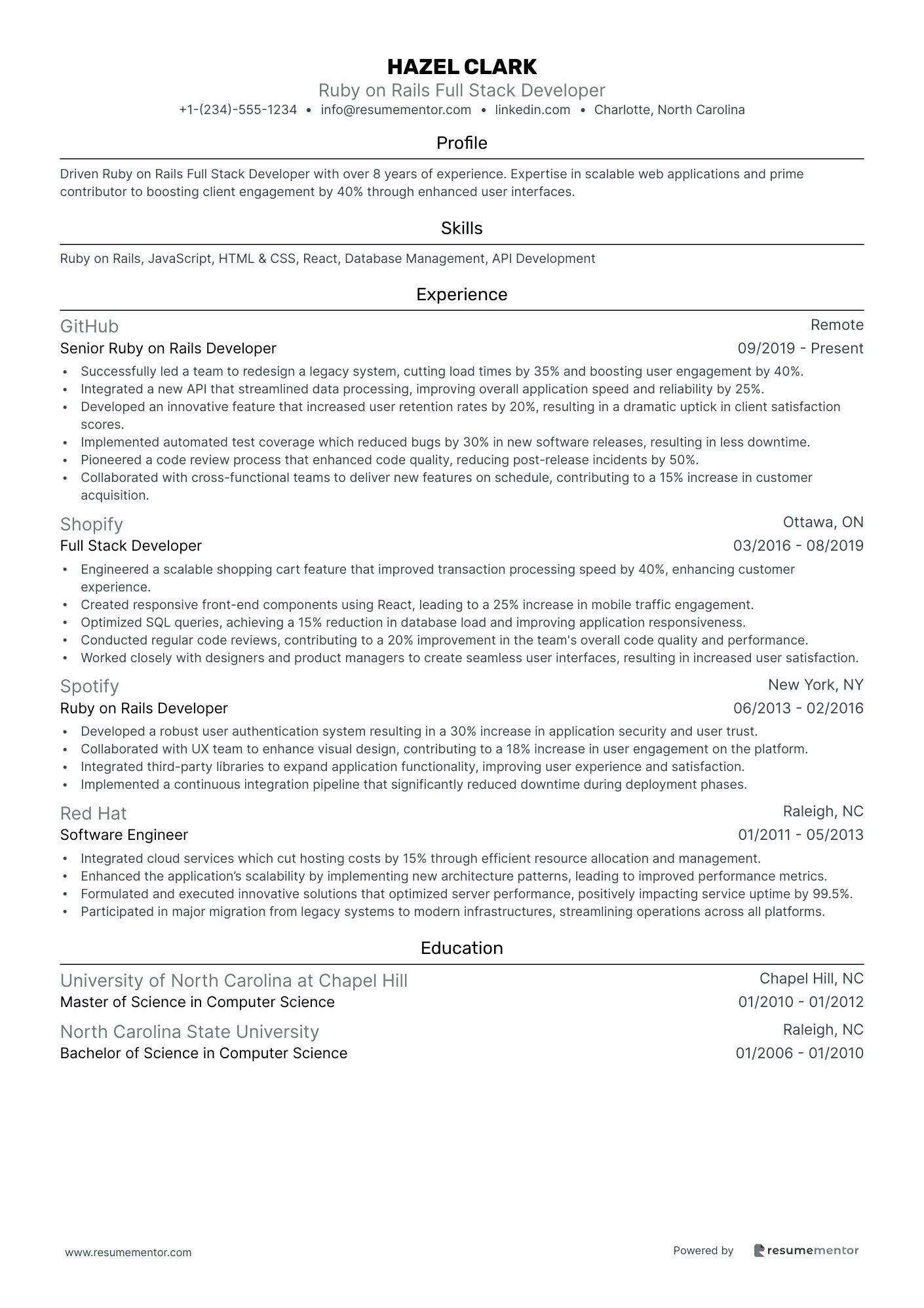 Full Stack Developer Resume Example - Free to Edit ATS-Friendly PDF - 2025