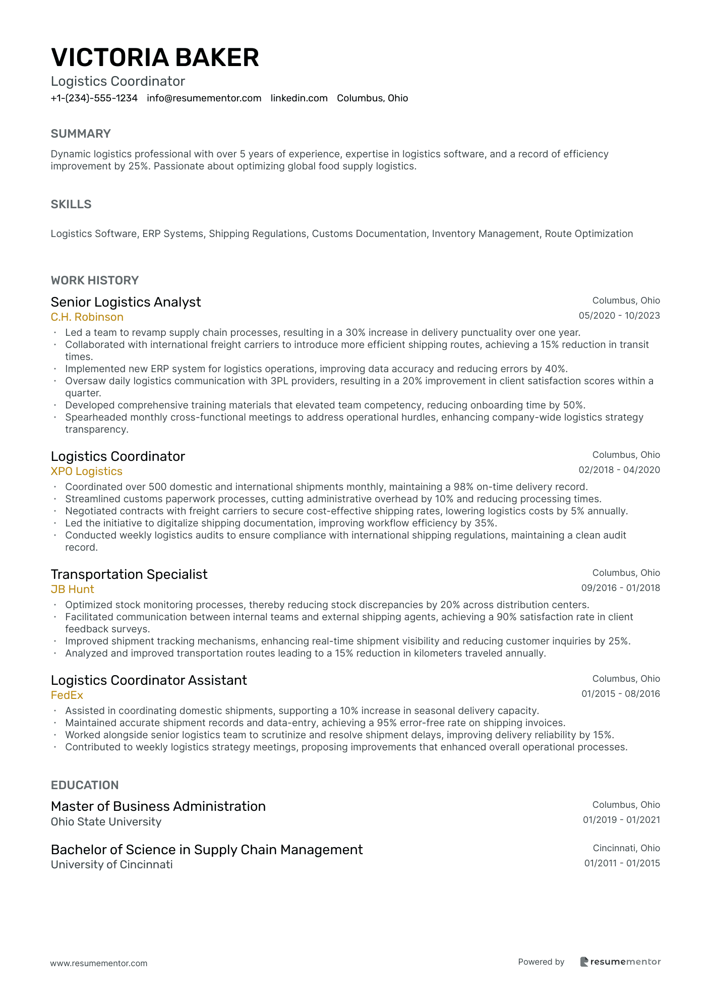31 Logistics Resume Examples - Free to Edit ATS-Friendly PDF - 2025