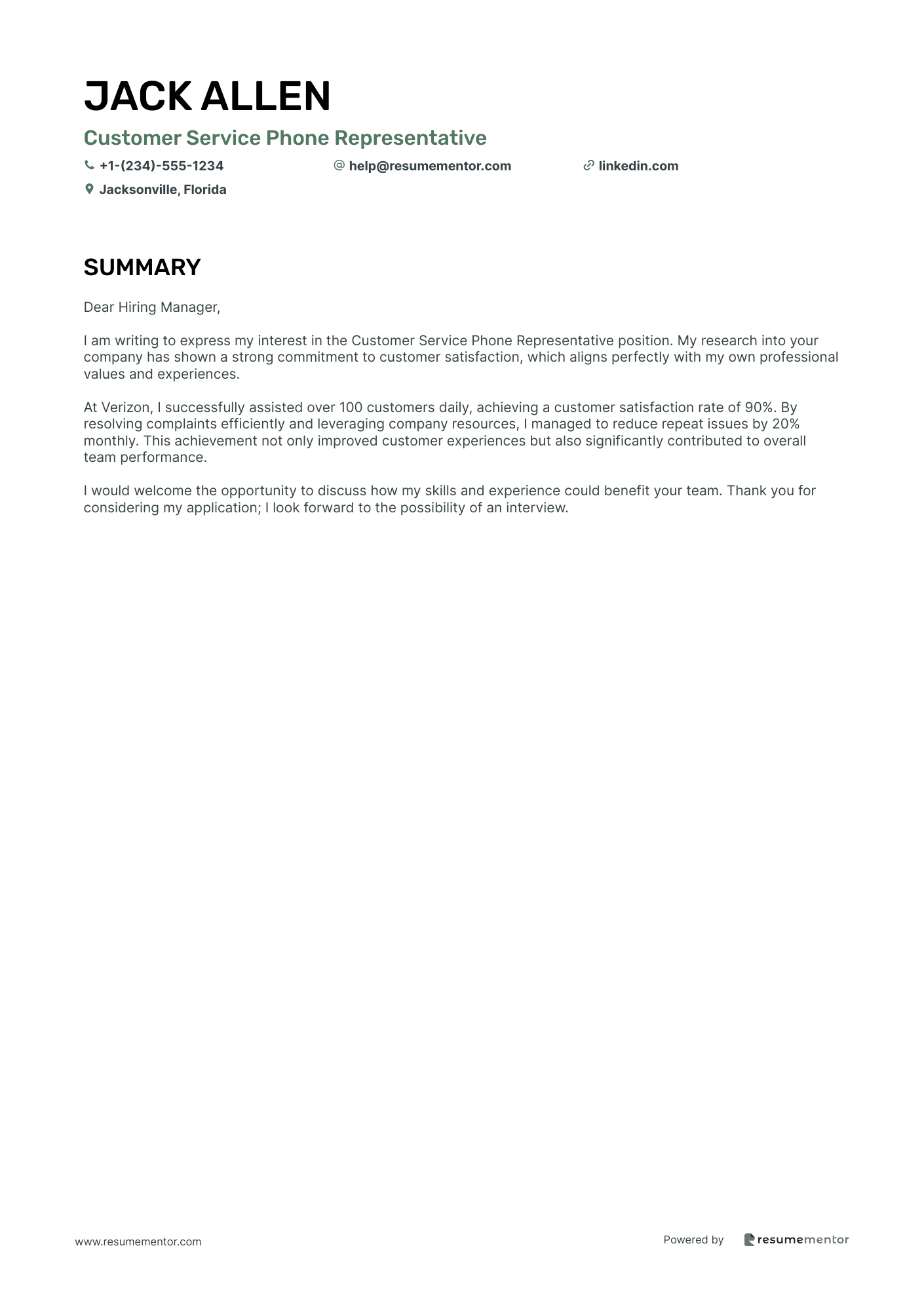 Call Center Agent Cover Letter Examples by ResumeMentor.com ...