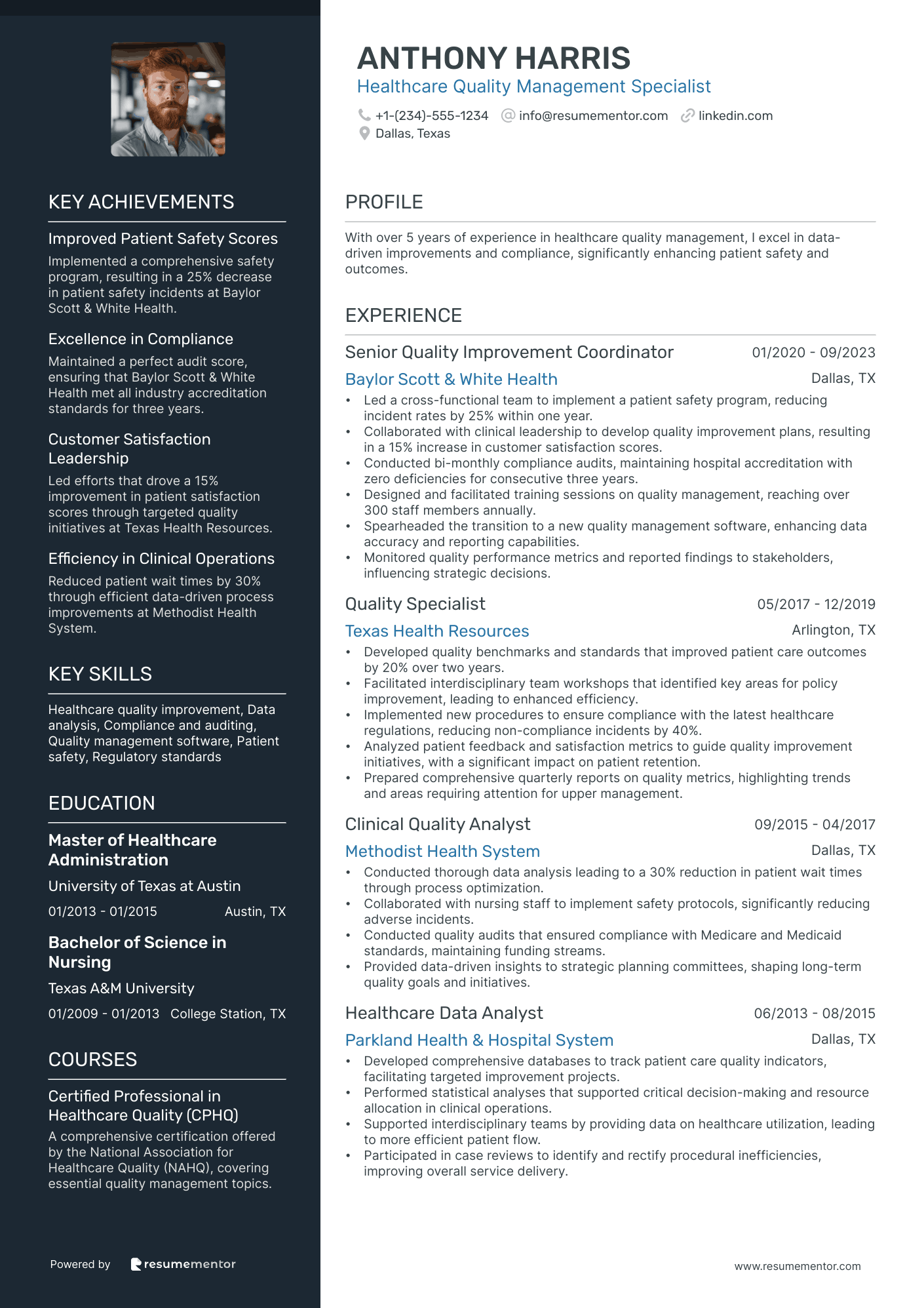 Health Care Management Resume Examples - Free to Edit ATS-Friendly PDF ...
