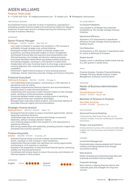 42 Finance Resume Examples To Get You Hired in 2024