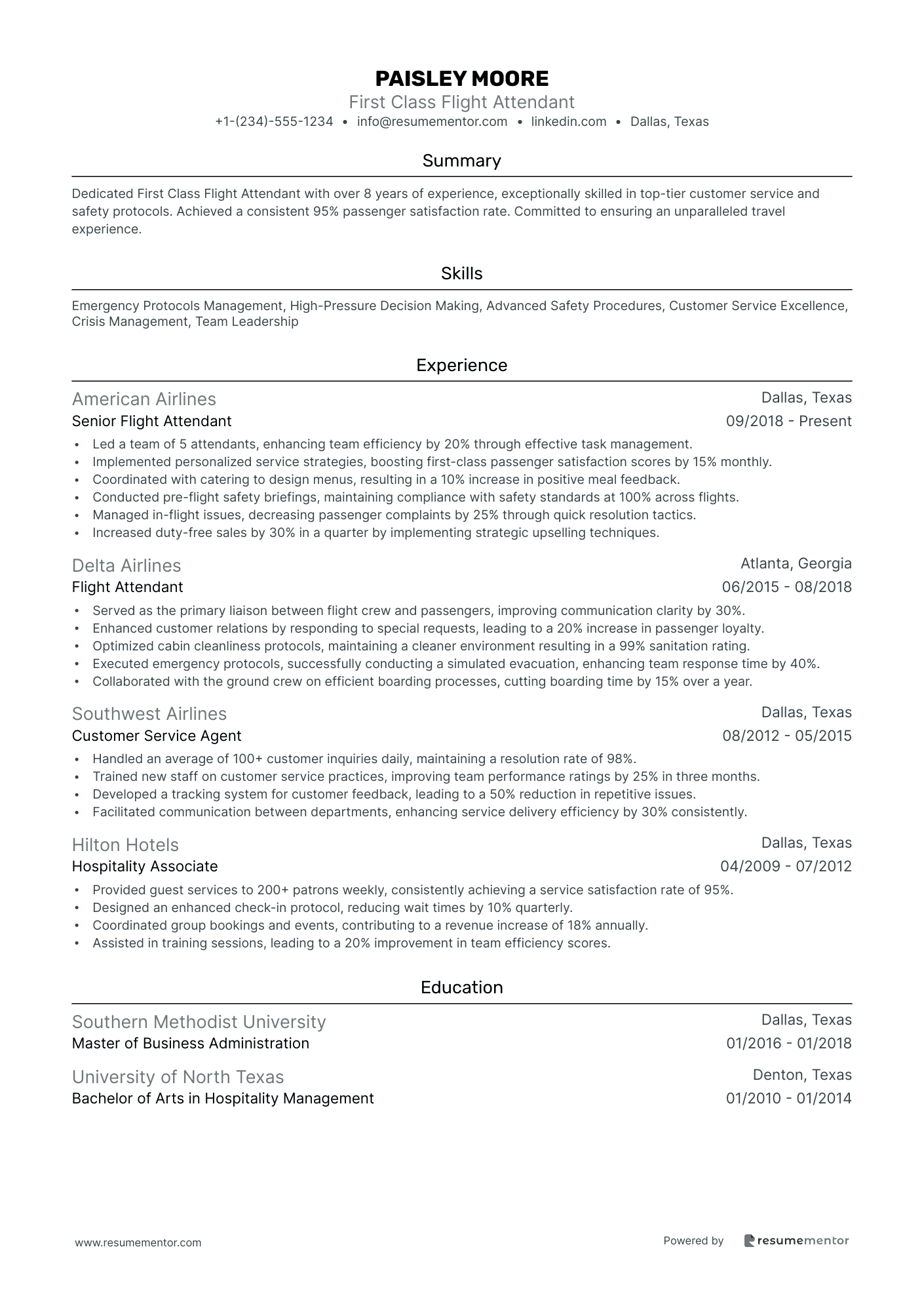 Flight Attendant Resume Examples - Free to Edit ATS-Friendly PDF - 2025