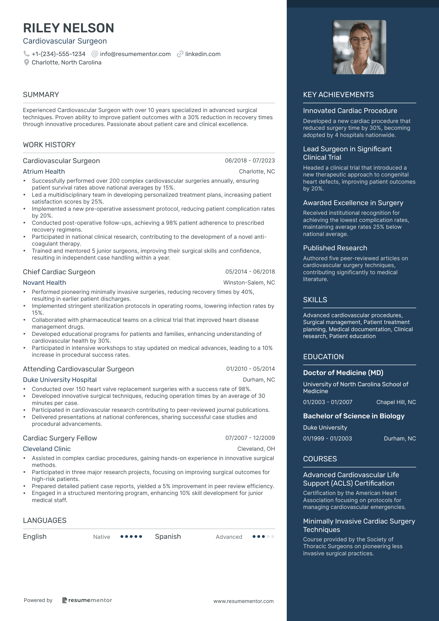 Cardiologist Resume Example - Free to Edit ATS-Friendly PDF - 2025