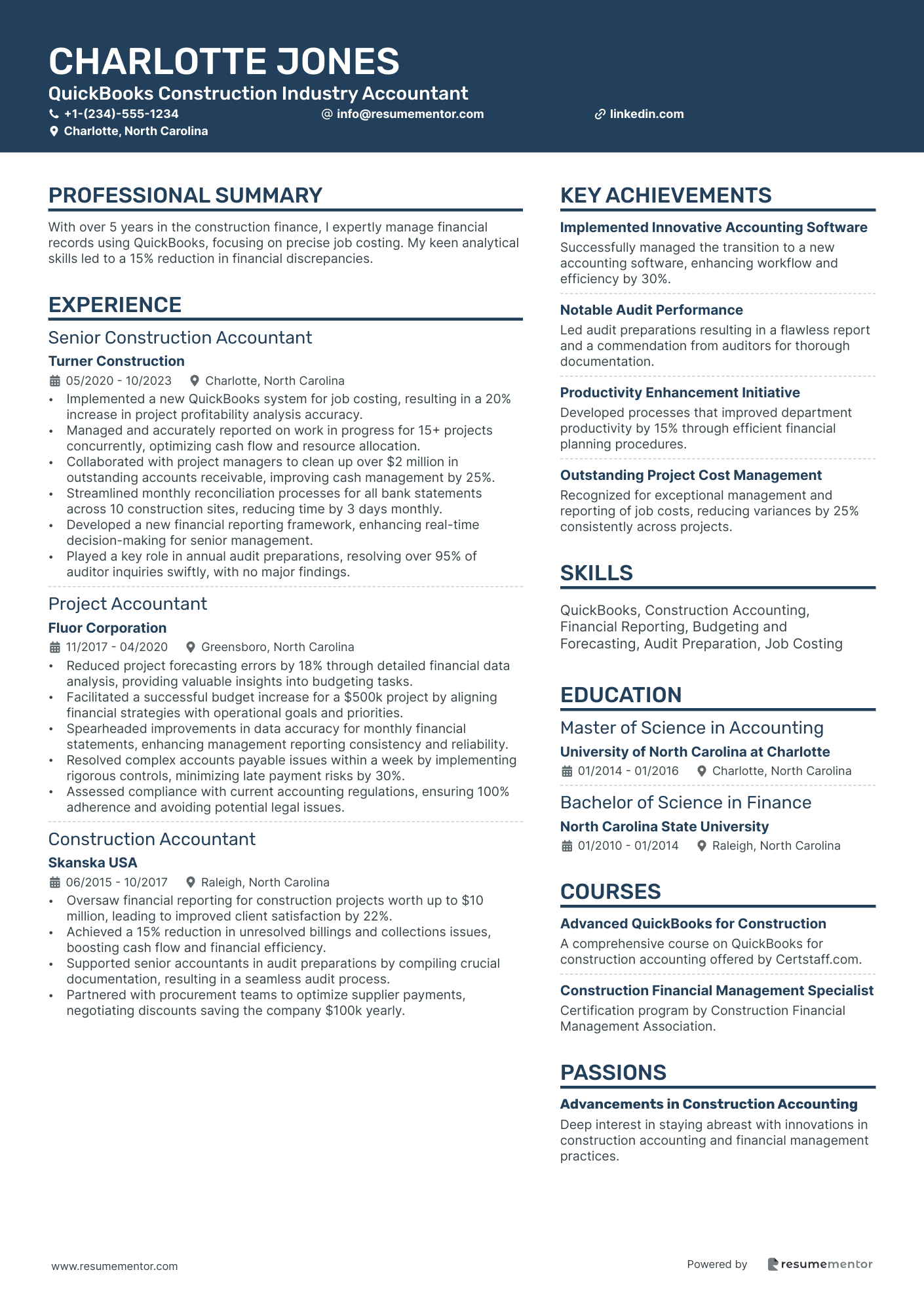 Quickbooks Accountant Resume Example - Free to Edit ATS-Friendly PDF - 2025
