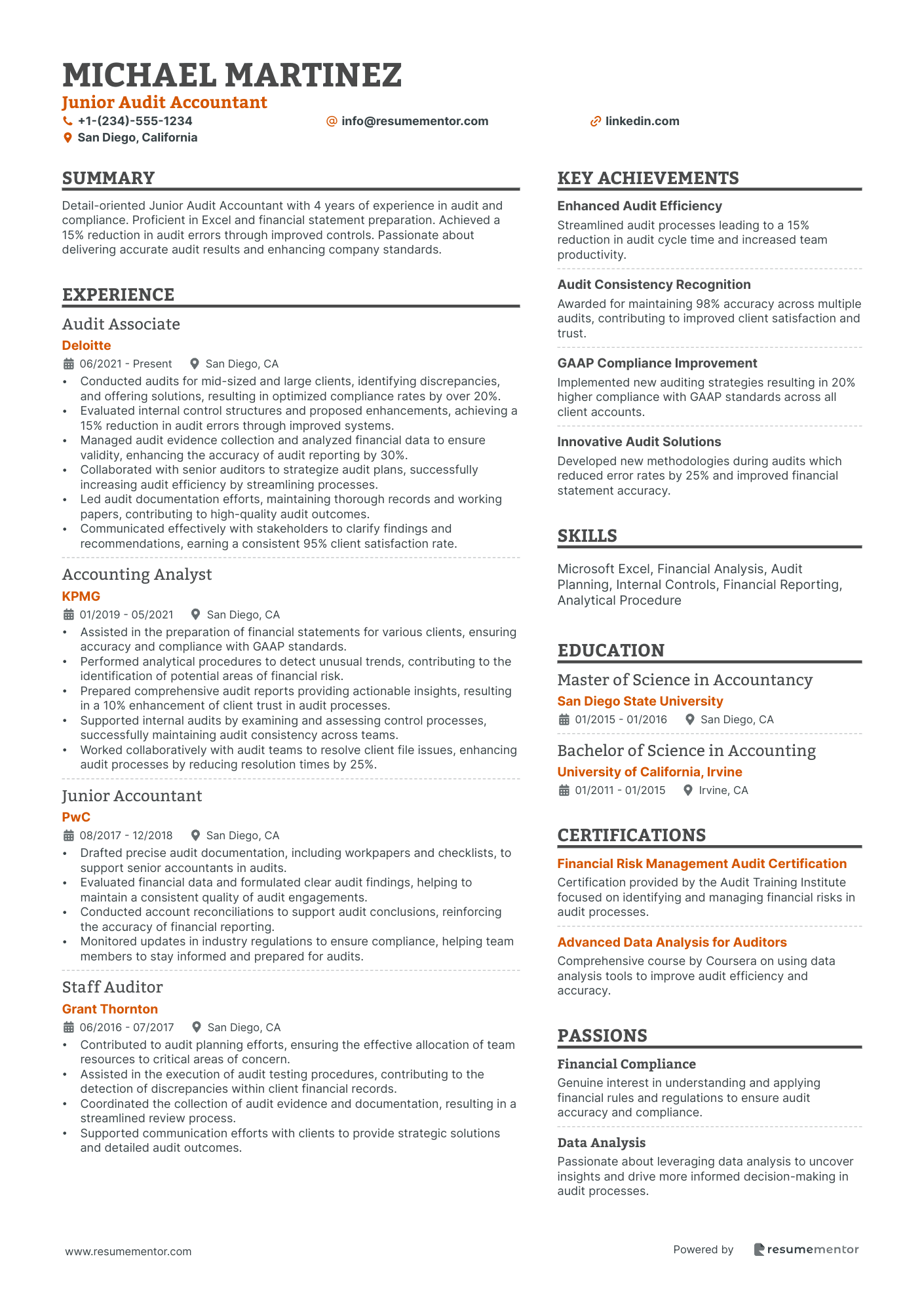 Junior Accountant Resume Example - Free to Edit ATS-Friendly PDF - 2025