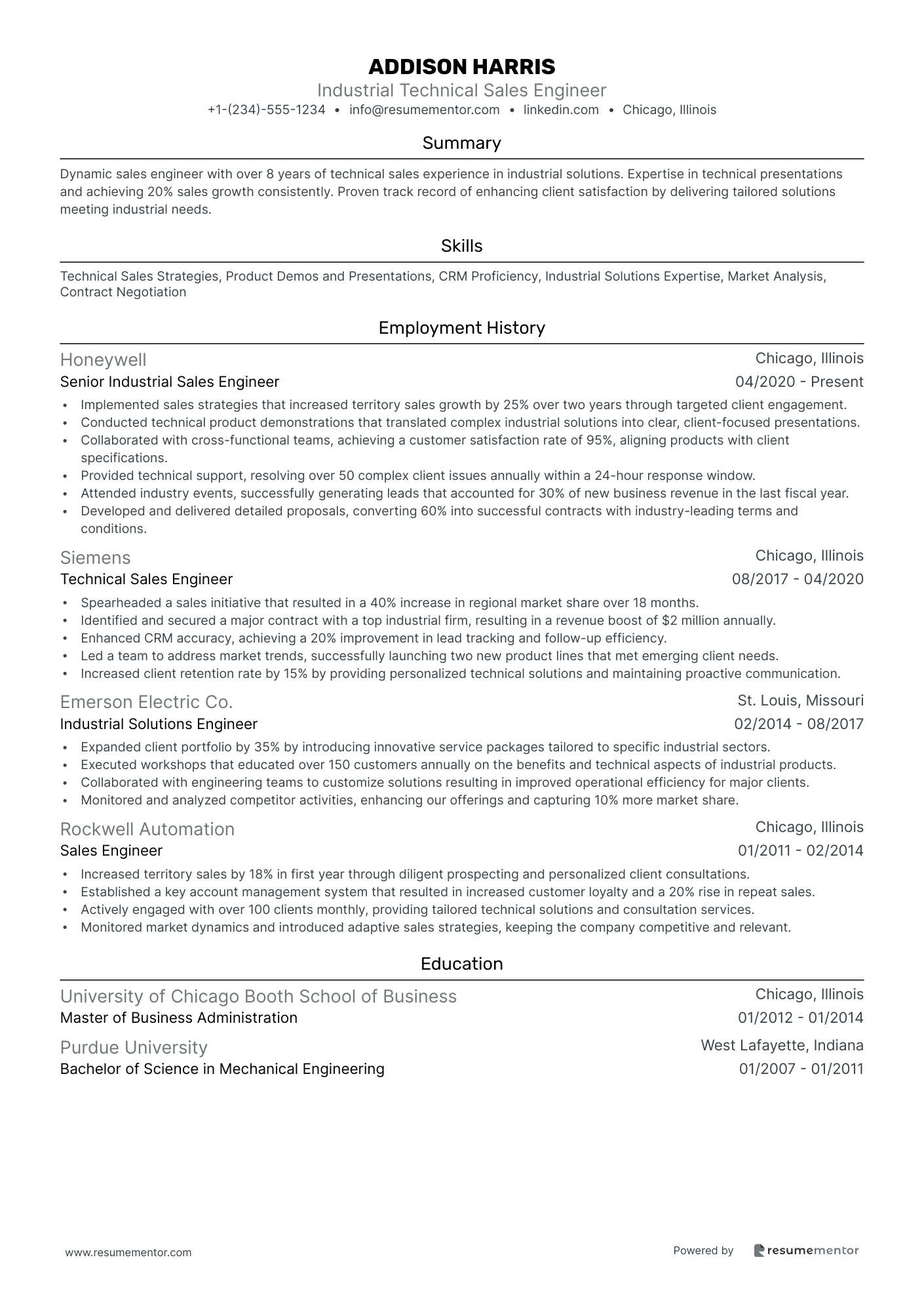 Technical Sales Resume Example - Free to Edit ATS-Friendly PDF - 2025