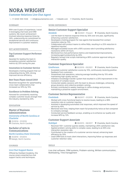 Online Chat Representative Resume Examples - Free to Edit ATS-Friendly ...