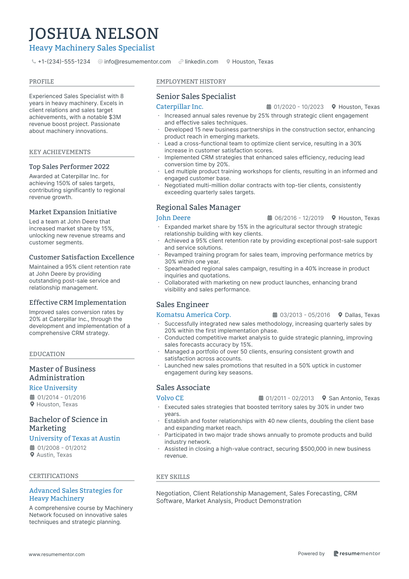 Equipment Sales Resume Example - Free to Edit ATS-Friendly PDF - 2025
