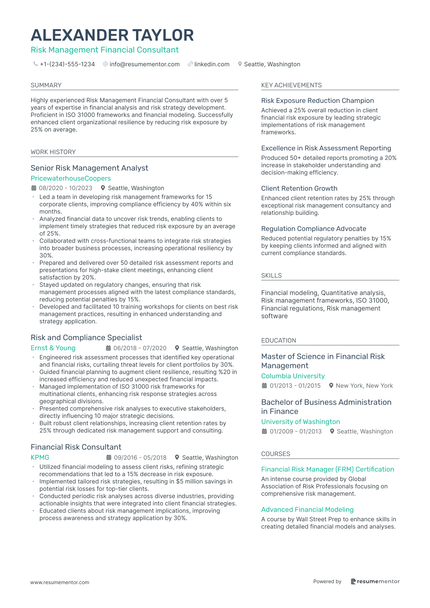 Financial Consultant Resume Example - Free to Edit ATS-Friendly PDF - 2025