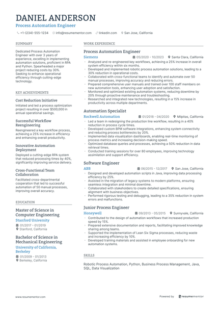 Automation Engineer Resume Example - Free to Edit ATS-Friendly PDF - 2025