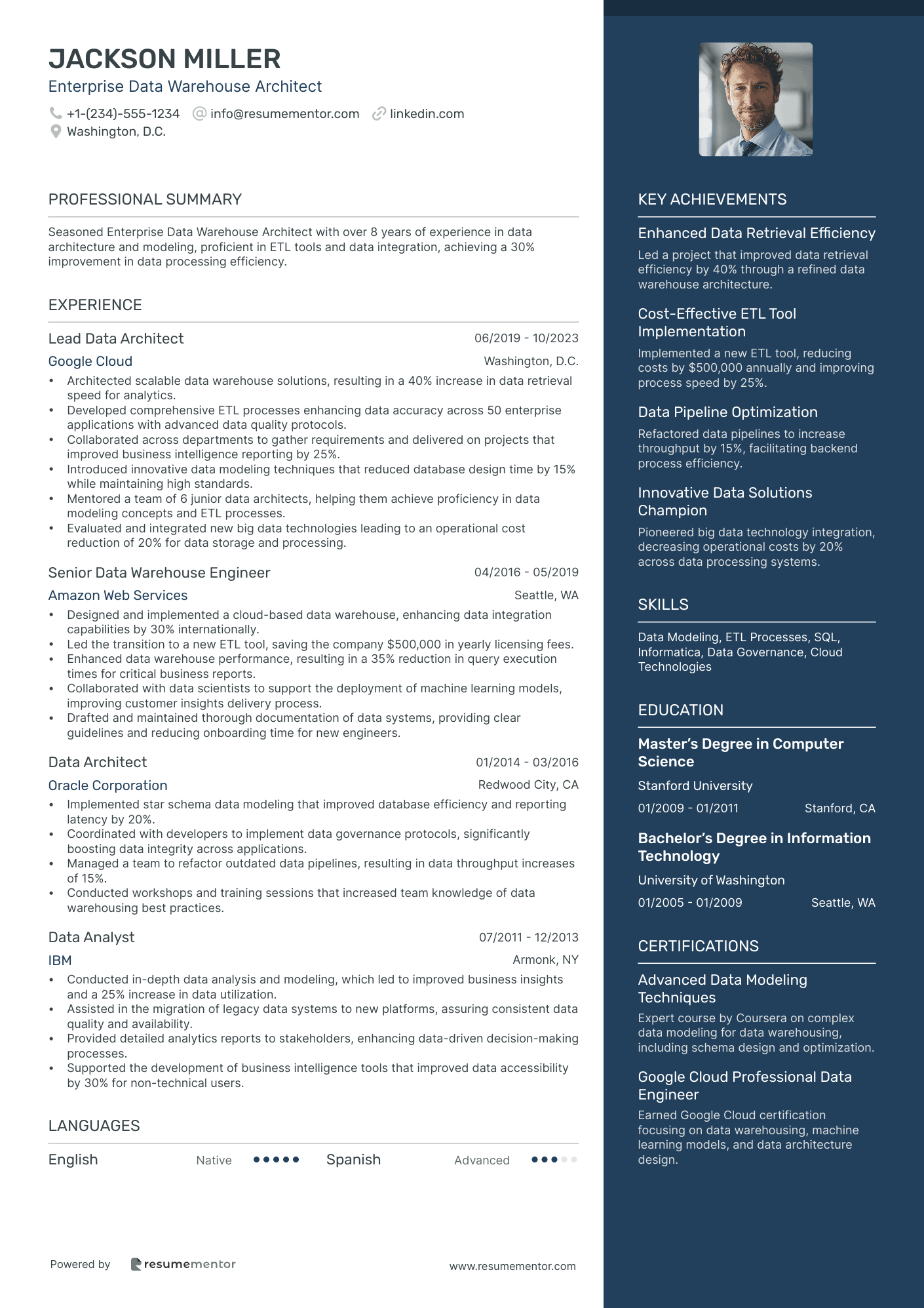 Enterprise Data Architect Resume Example - Free to Edit ATS-Friendly ...
