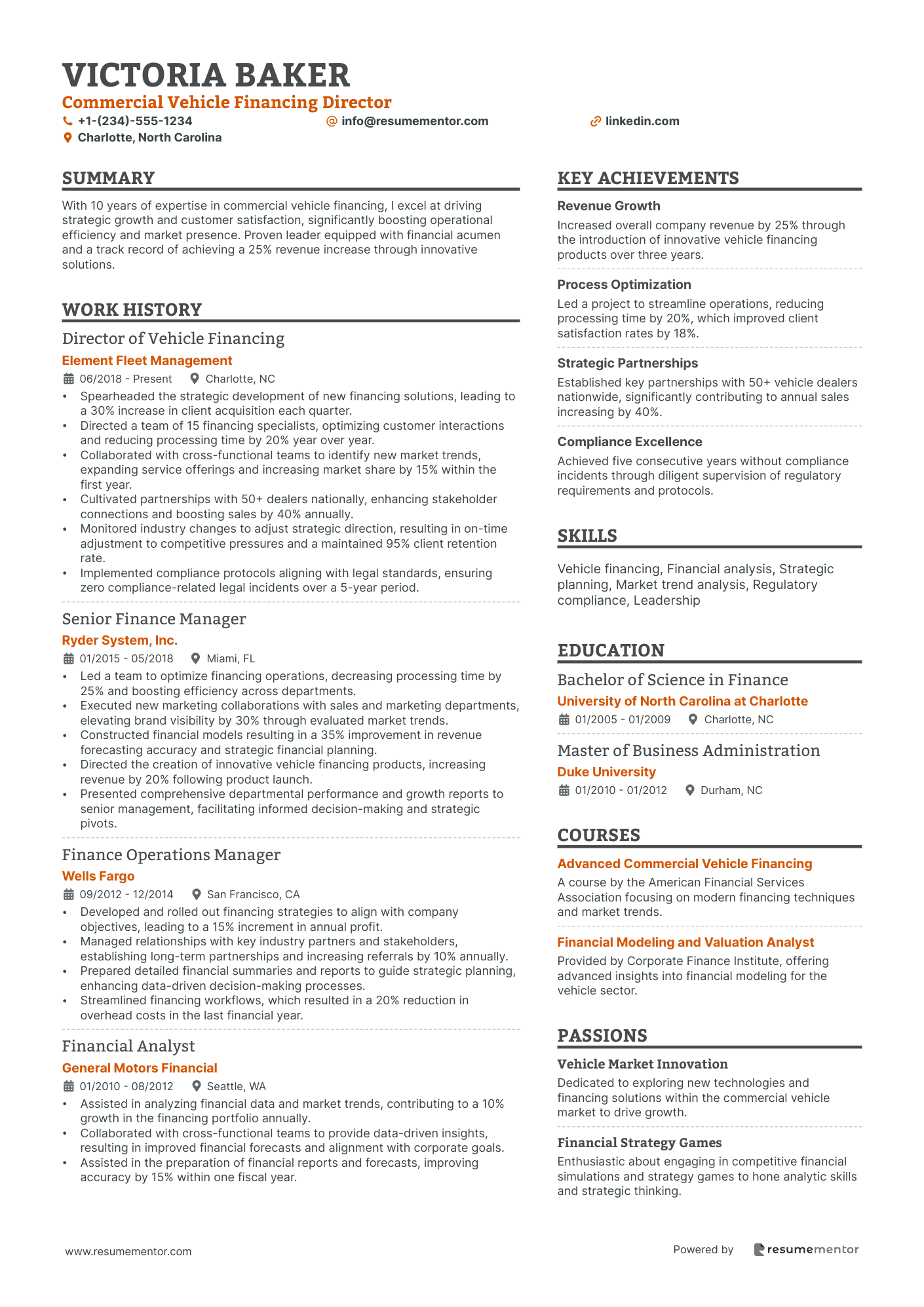 Automotive Finance Manager Resume Example - Free to Edit ATS-Friendly ...