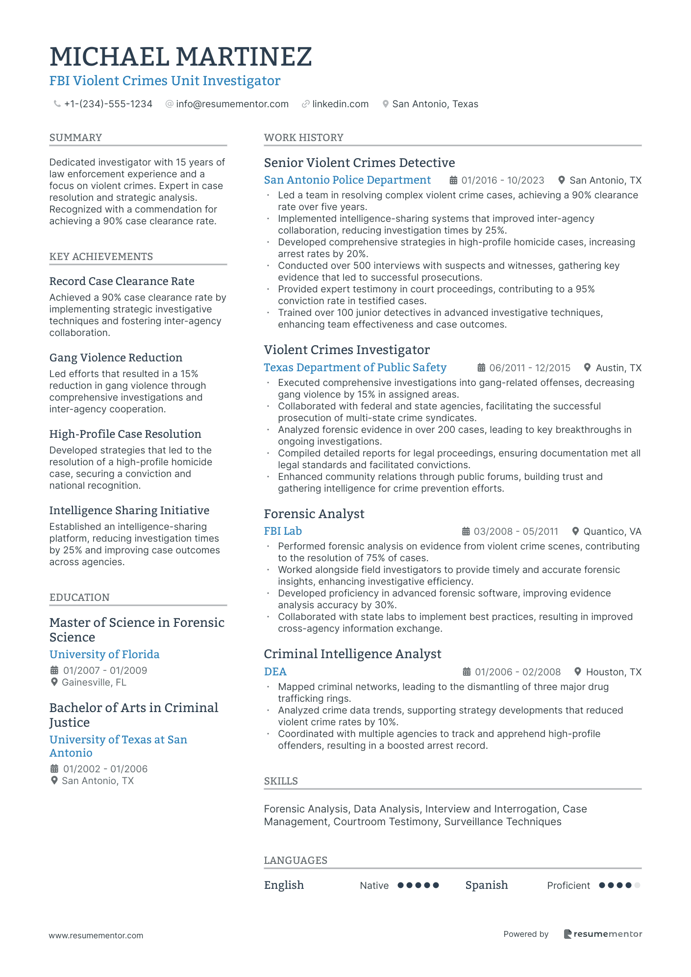 FBI Agent Resume Examples - Free to Edit ATS-Friendly PDF - 2025