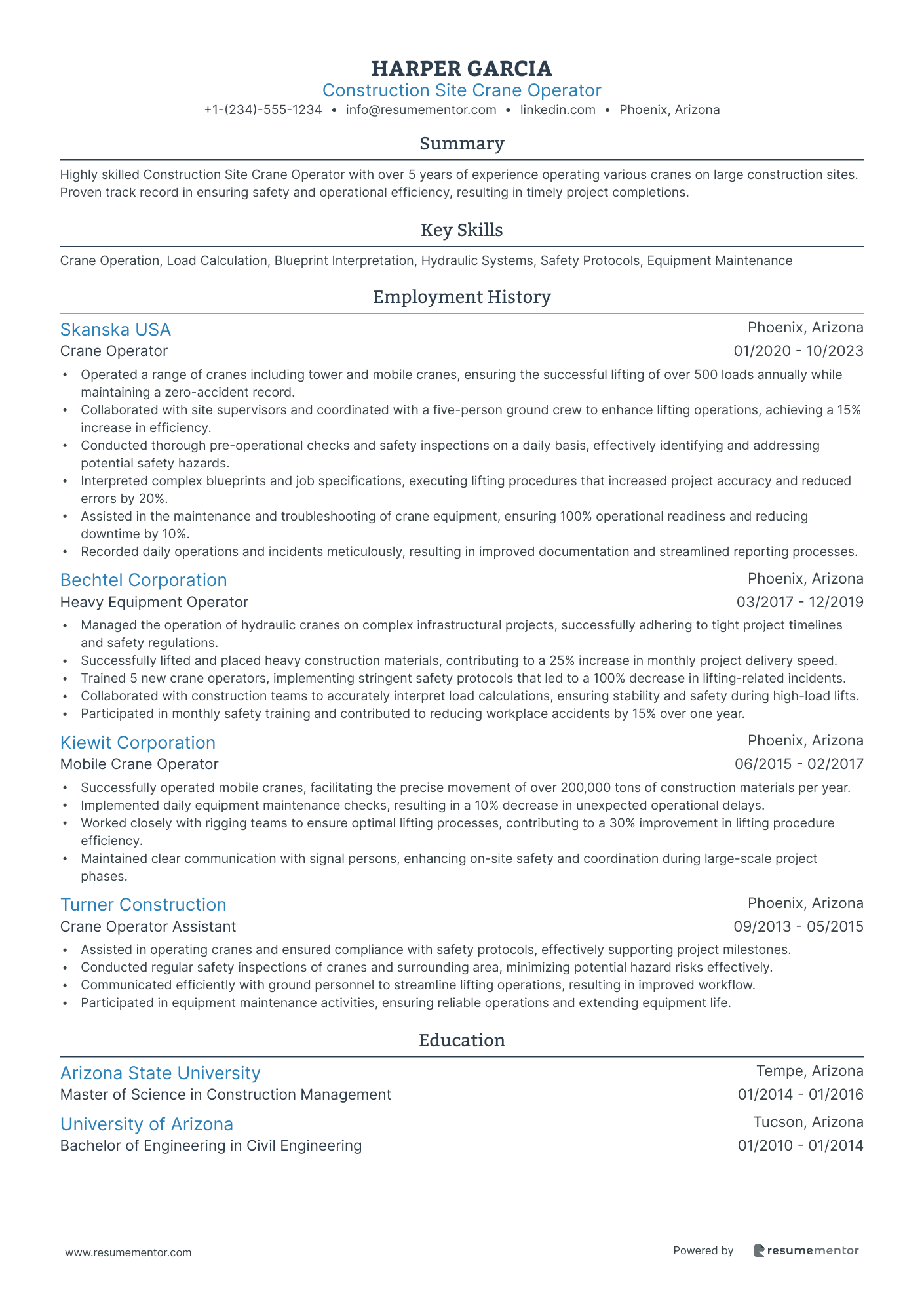Crane Operator Resume Examples - Free to Edit ATS-Friendly PDF - 2025