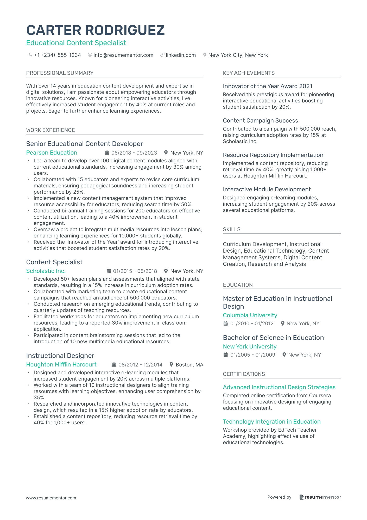 Content Writer Resume Examples - Free to Edit ATS-Friendly PDF - 2025