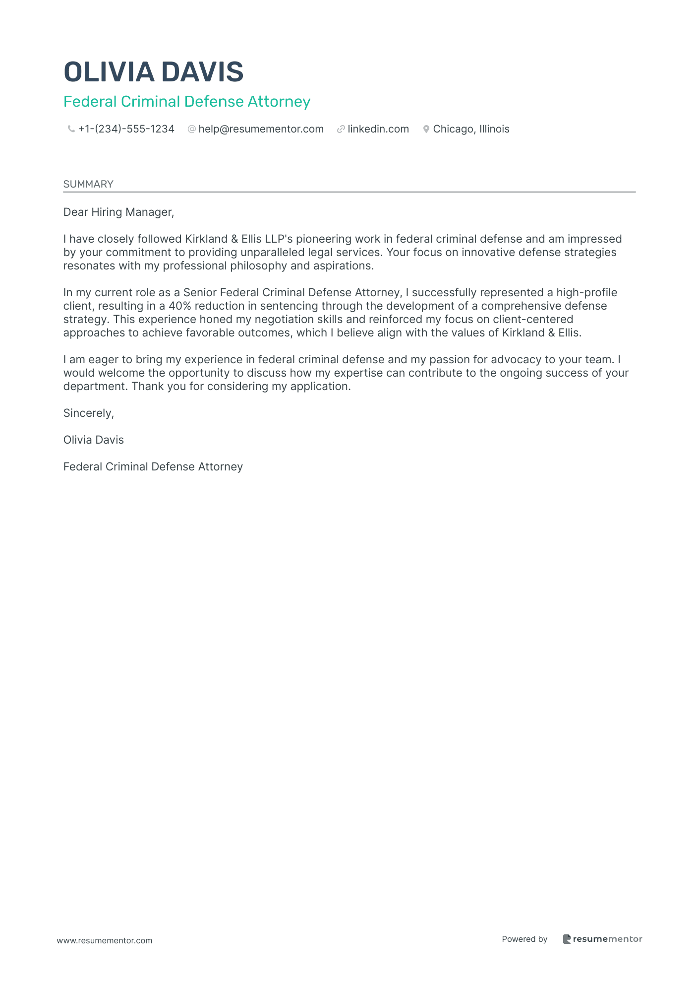Federal Attorney Cover Letter Examples by ResumeMentor.com ...